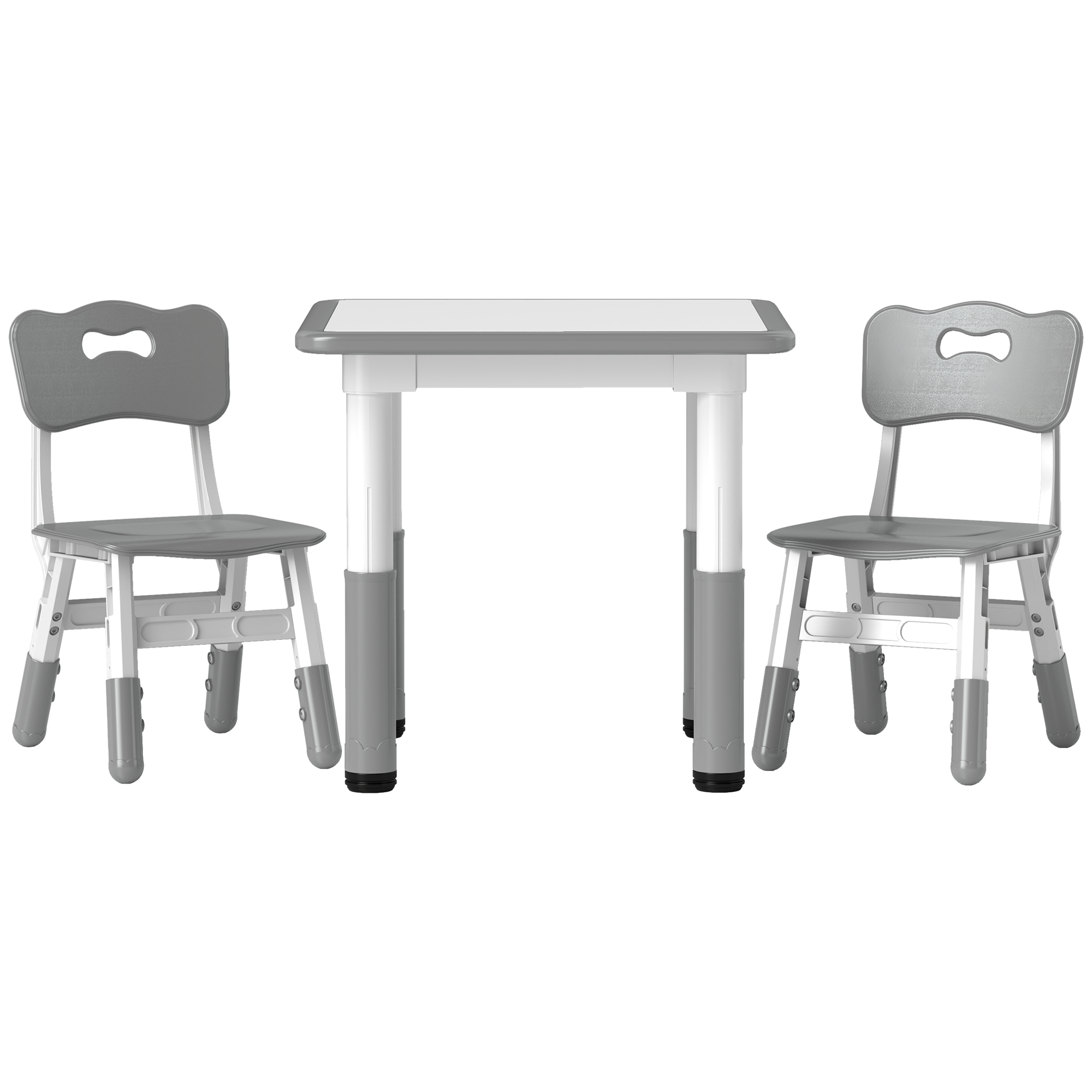 AIYAPLAY Height Adjustable Toddler Table and Chair Set, 3 Pcs Children ...
