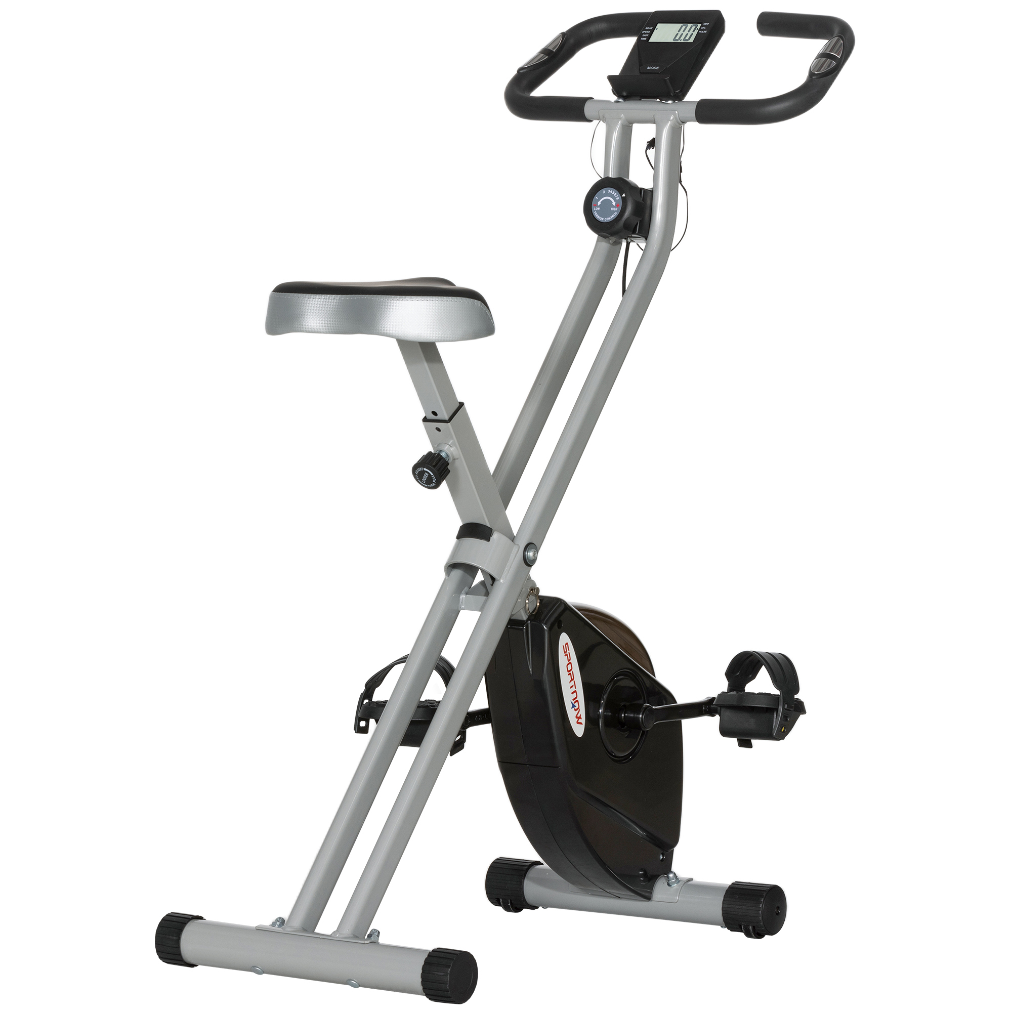 SPORTNOW Folding & Quiet Exercise Bike with 8-Level Magnetic Resistance ...