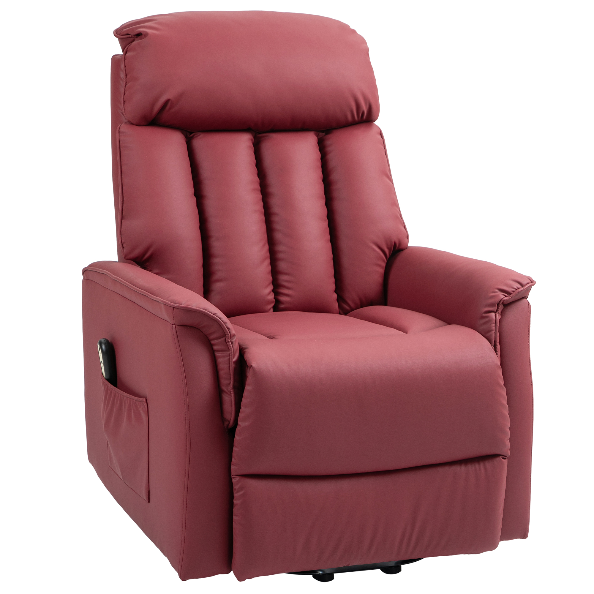 HOMCOM Poltrona Relax Reclinabile Alzapersone e Telecomando Rosso ...