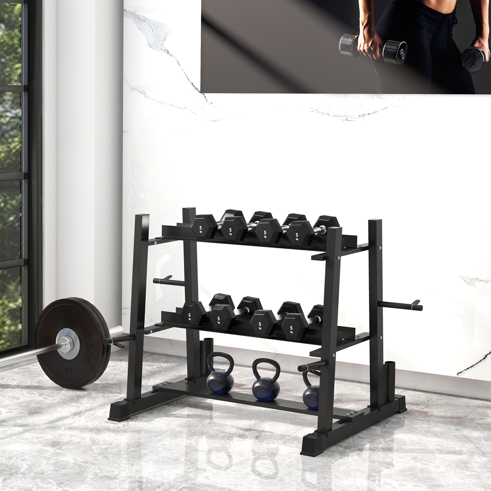 SPORTNOW Support d'haltères multifonction rack de rangement pour ...