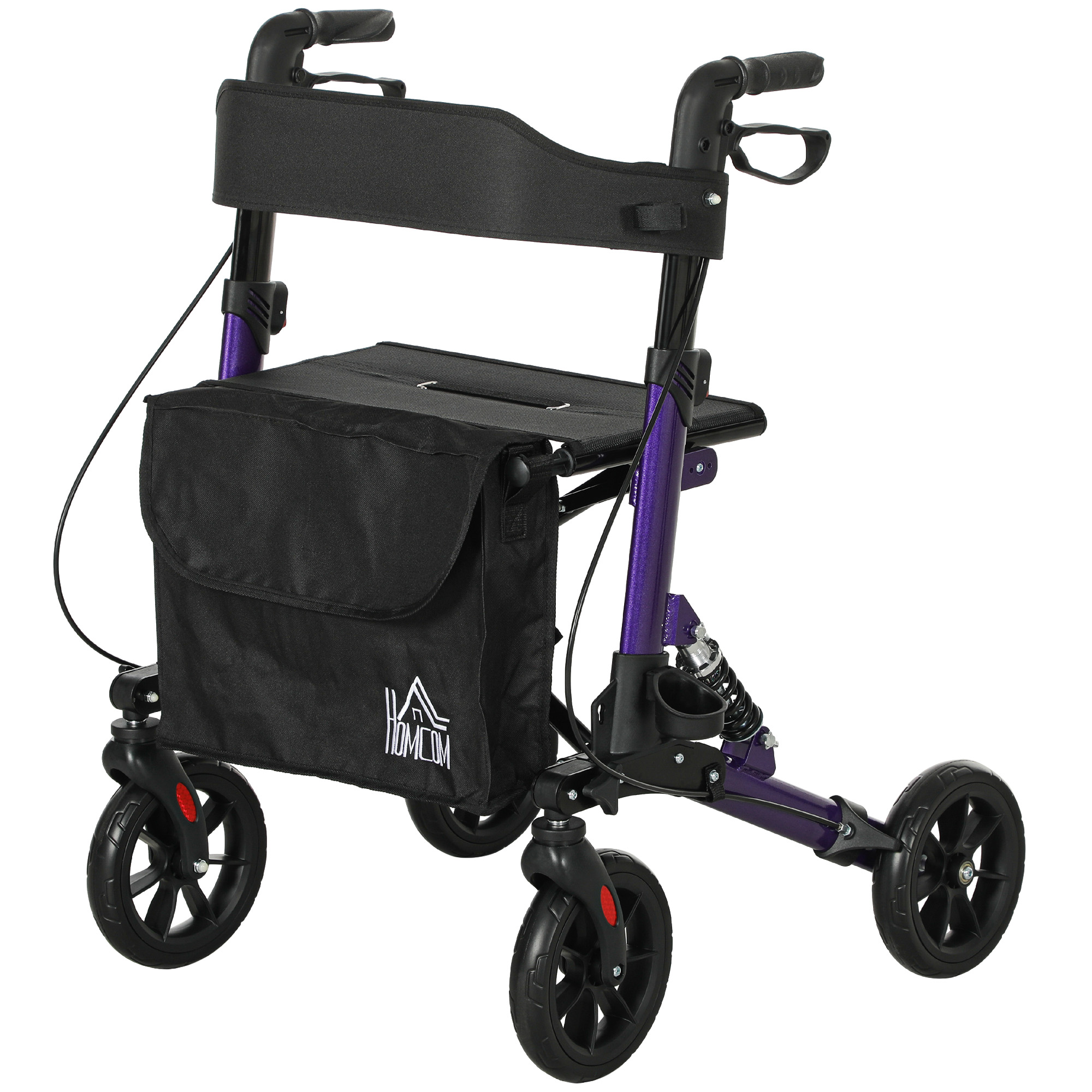HOMCOM Folding Rollator Walker with Seat, Backrest, Lightweight Walking ...