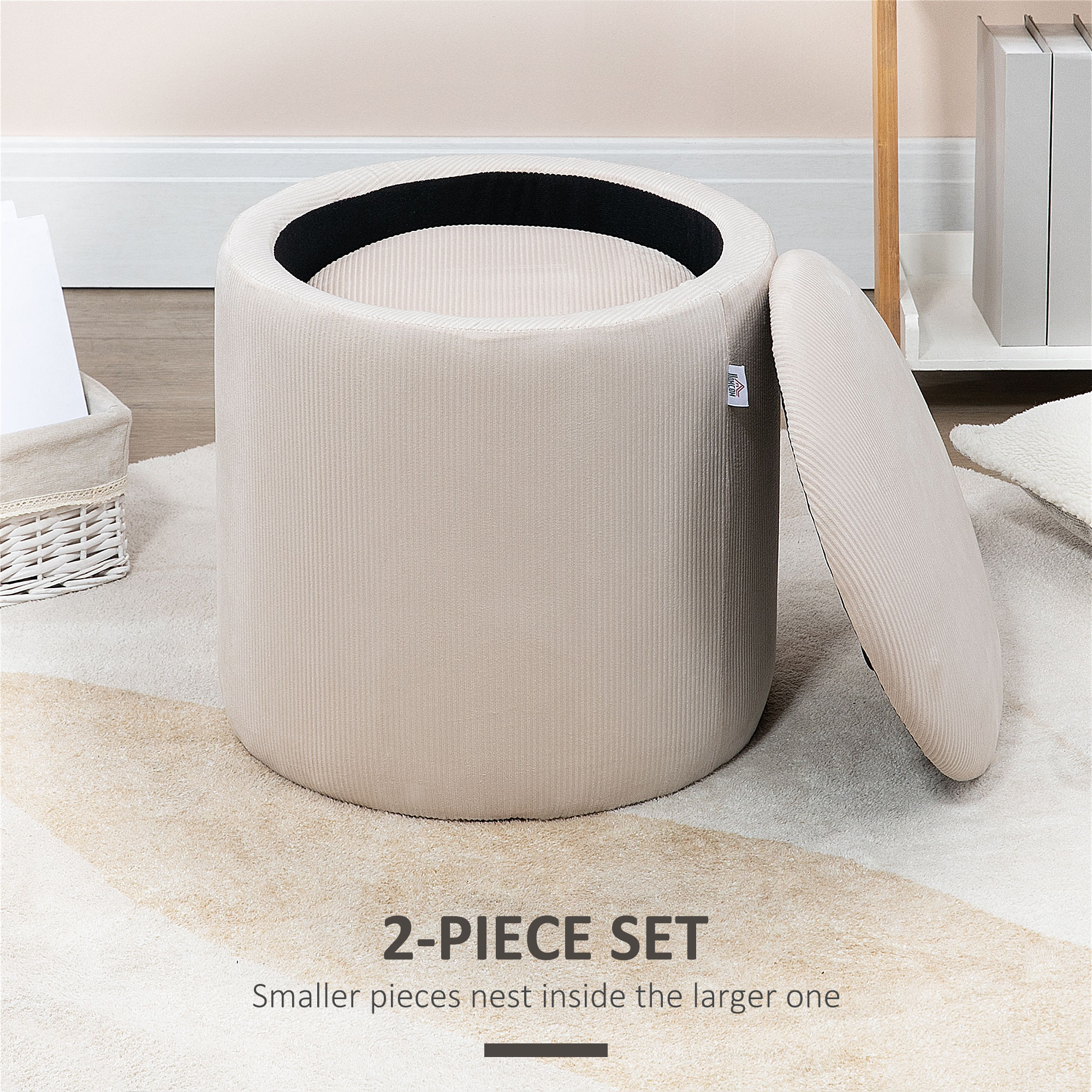 HOMCOM Modern Storage Ottoman with Removable Lid, Fabric Storage Stool ...