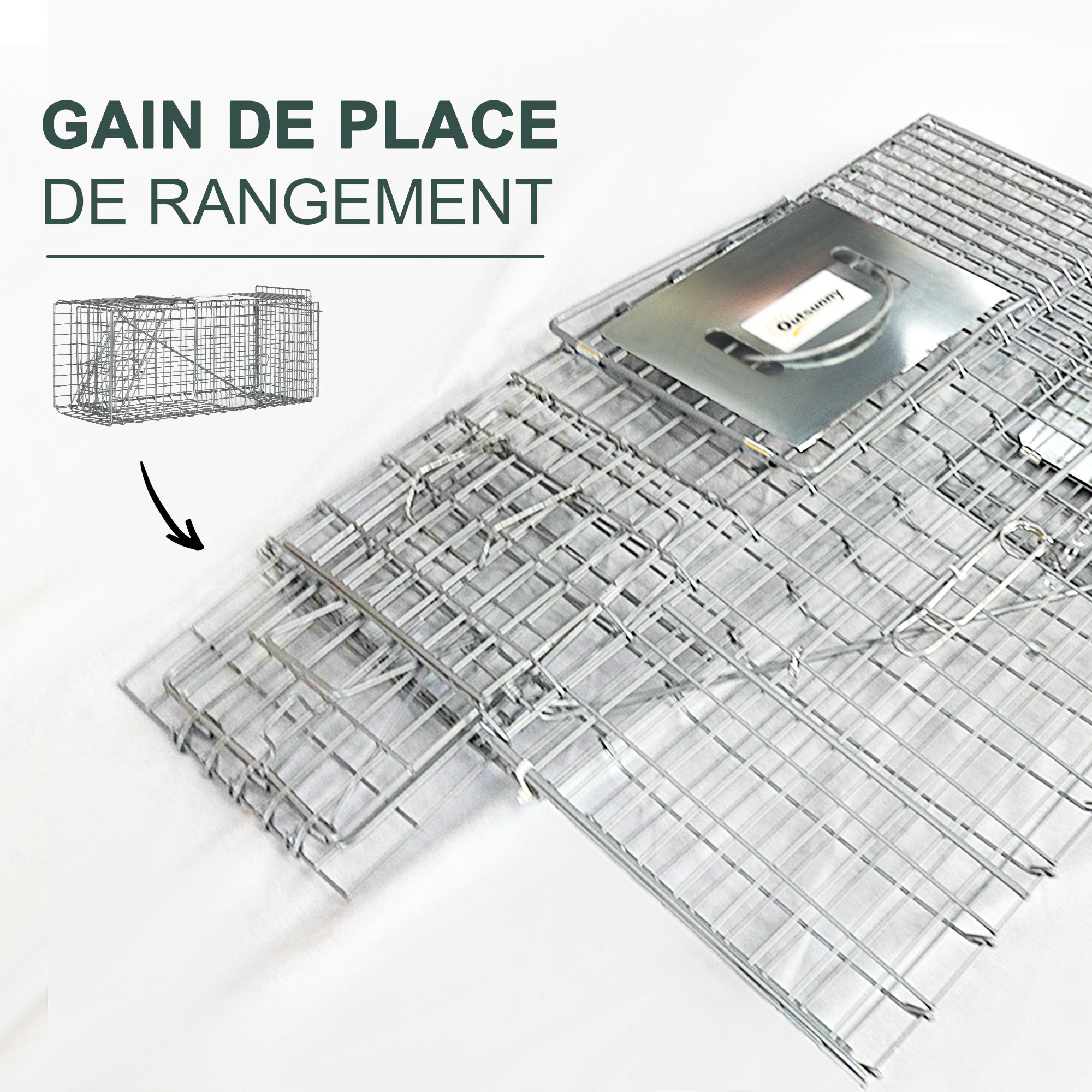 Outsunny Piège cage de capture pliante pour petits animaux type lapin ...