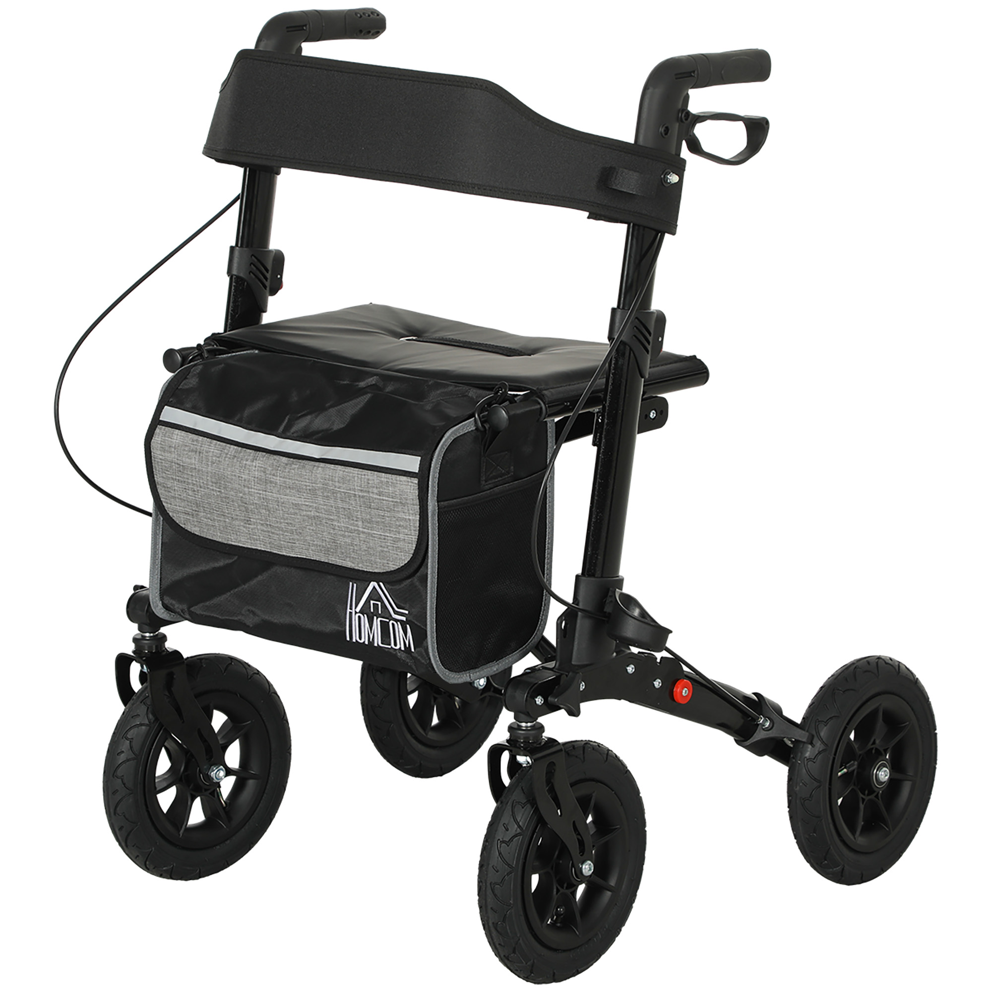 HOMCOM Folding Rollator Walker with Padded Seat, Backrest, Lightweight ...