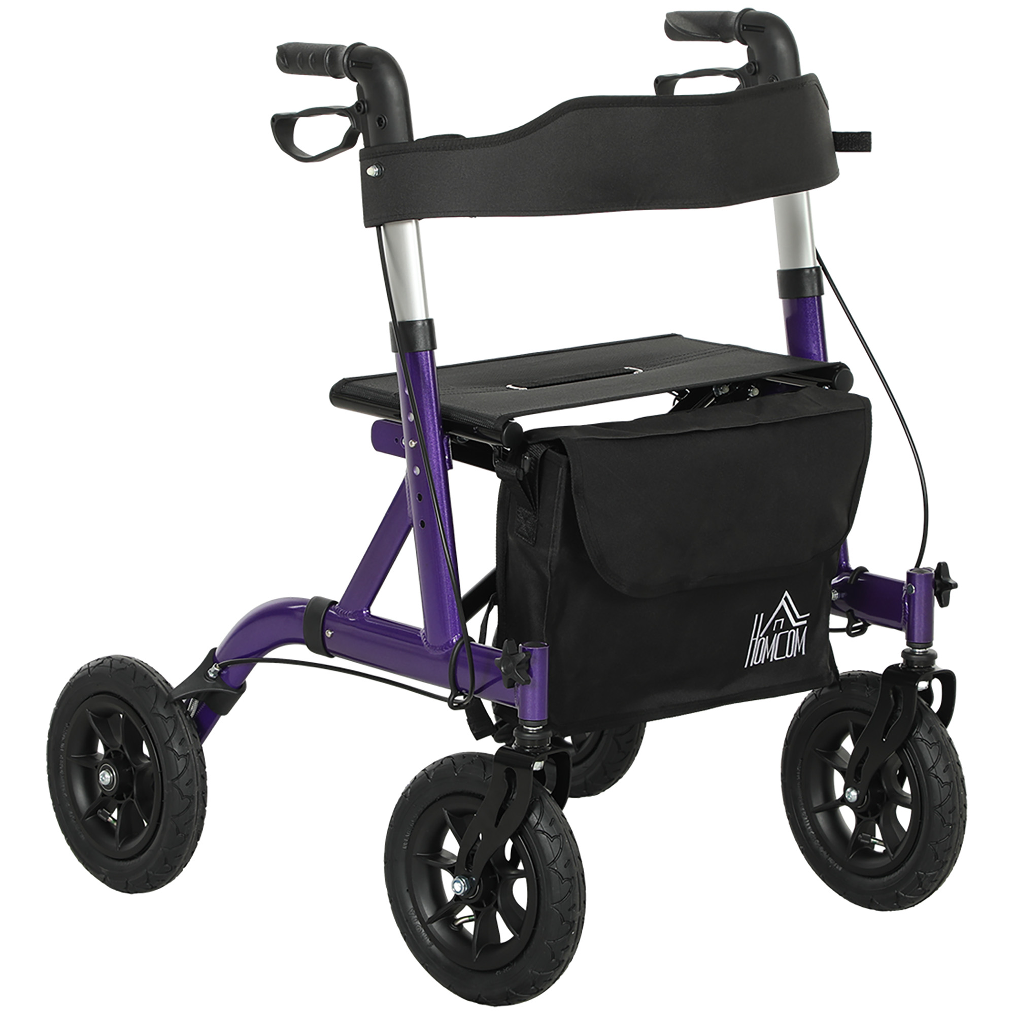 HOMCOM Folding Rollator Walker with Seat, Backrest, Lightweight Walking ...