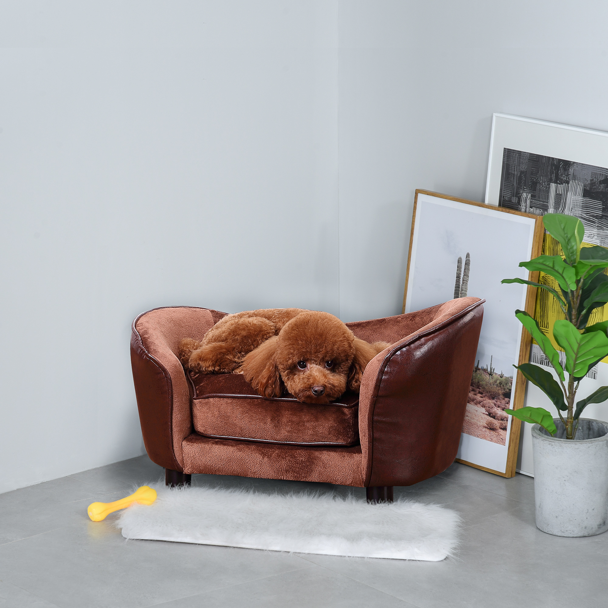 PawHut Dog Sofa Chair with Legs, Pet Couch with Soft Cushion for Extra ...