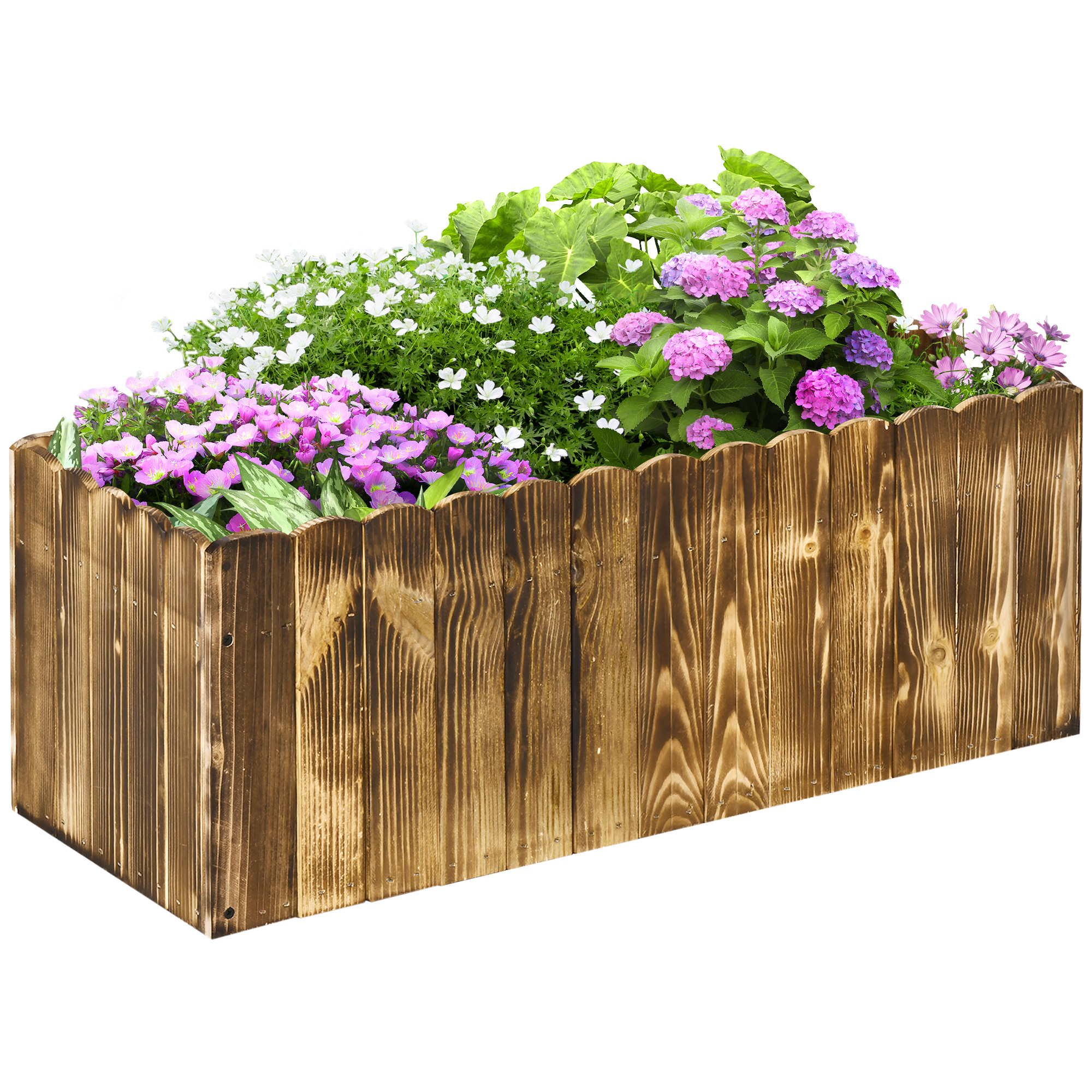Outsunny Jardinière Rectangulaire Bac à Fleur Extérieur en Bois 80 x 33 ...