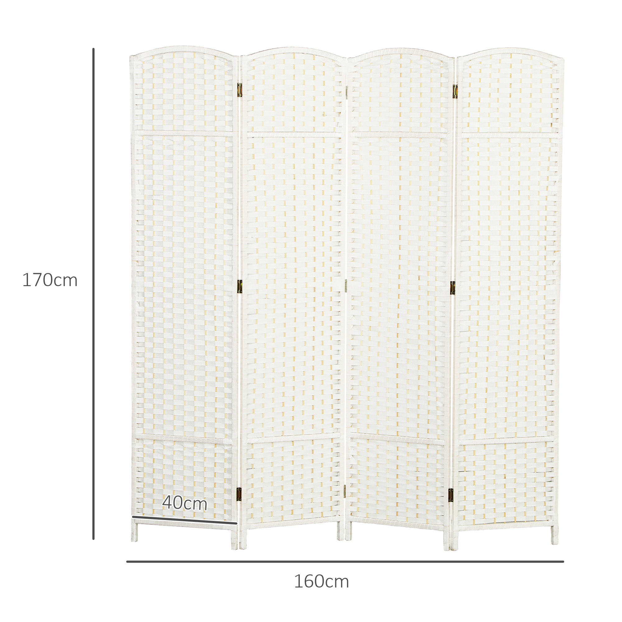 HOMCOM Paravent interieur en bois 4 panneaux 160 x 170 cm séparateur de ...