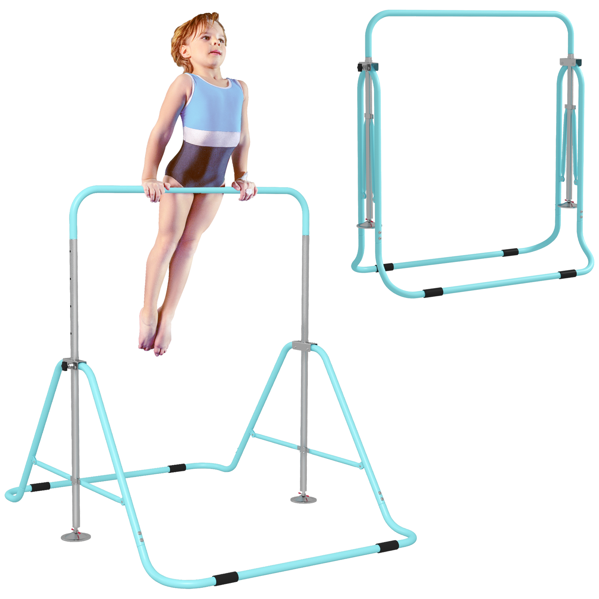 HOMCOM Barre Fixe de Gymnastique pour Enfants Pliante - Hauteur réglable de 88 à 128 cm - avec ...