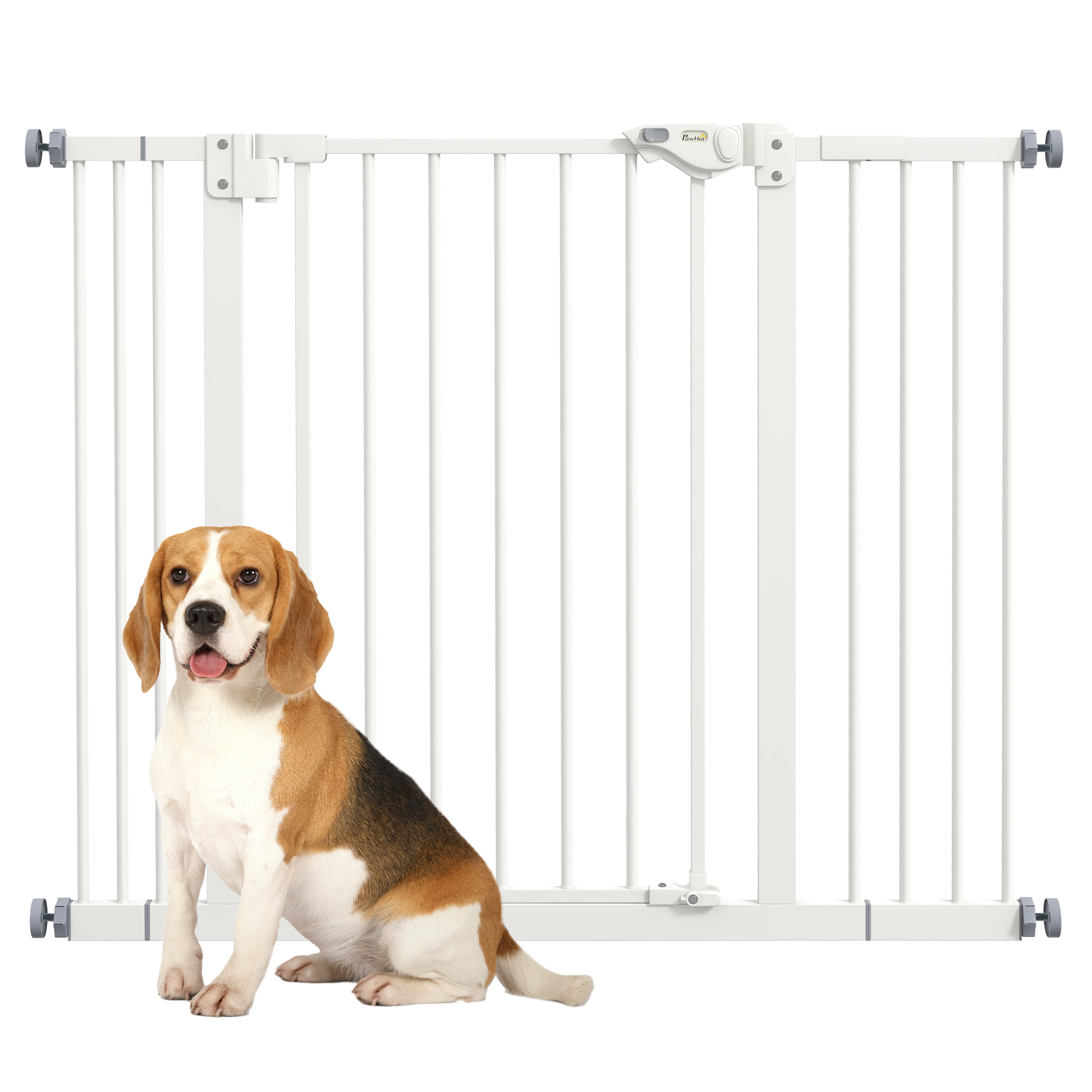 PawHut Metal 74-100cm Wide Adjustable Dog Gate Black | Aosom UK