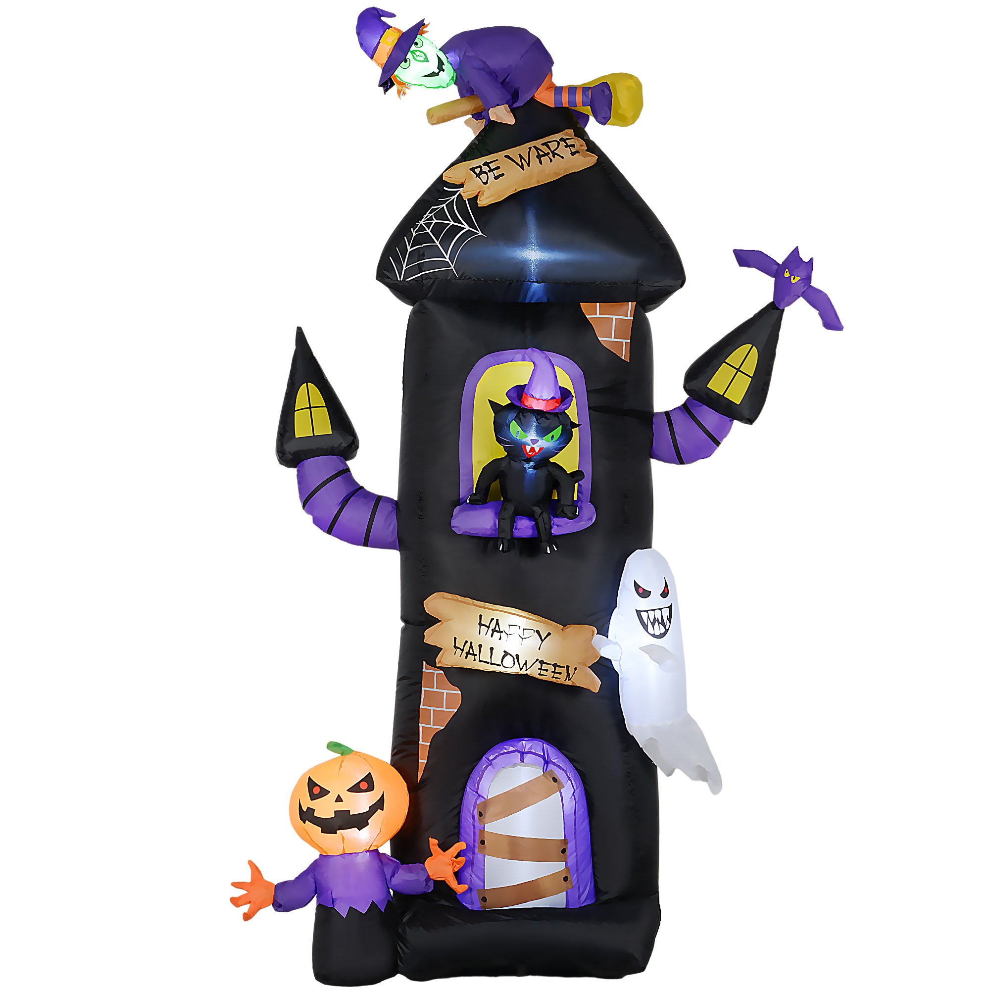 Outsunny 8.5ft Light-Up Horror Treehouse Halloween Inflatable | Aosom UK