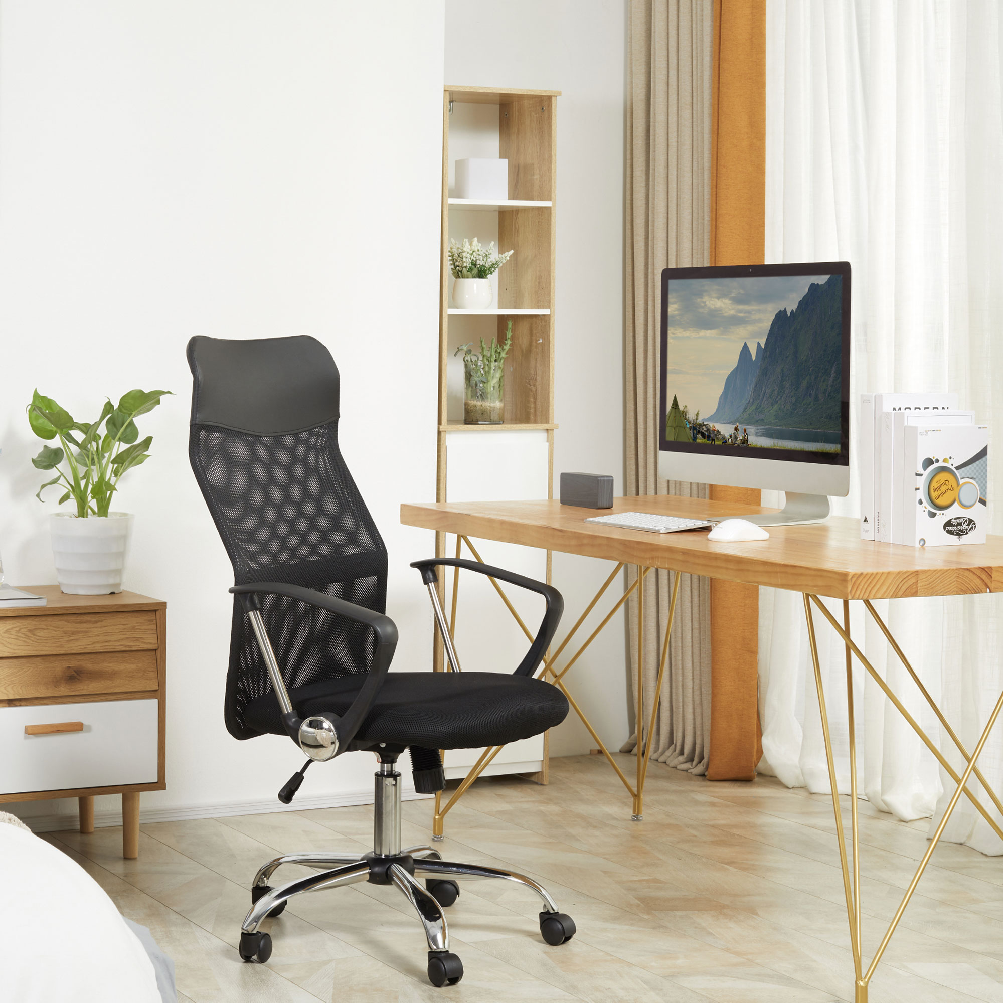 HOMCOM Ergonomic Office Chair Mesh Chair with Adjustable Height Tilt ...