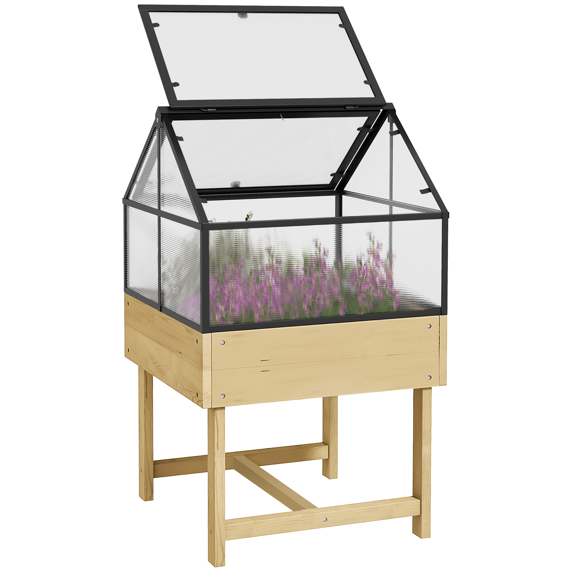 Outsunny Mini Serre sur Pieds dim. 60L x 57l x 103H cm double toit ...