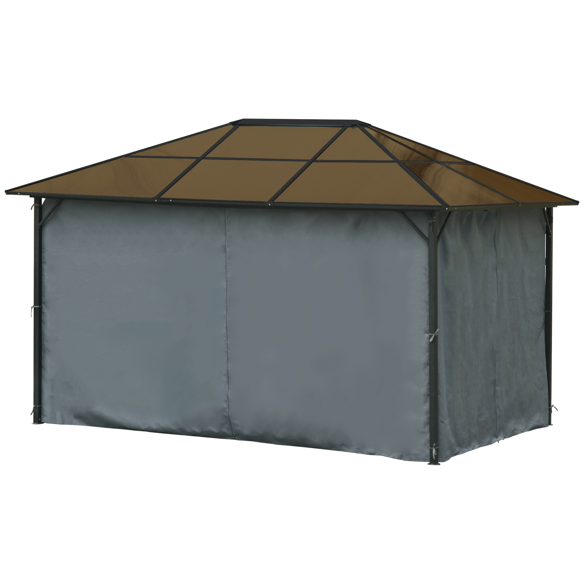 Outsunny 3 x 4m Garden Aluminium Gazebo Hardtop Roof Canopy Marquee ...