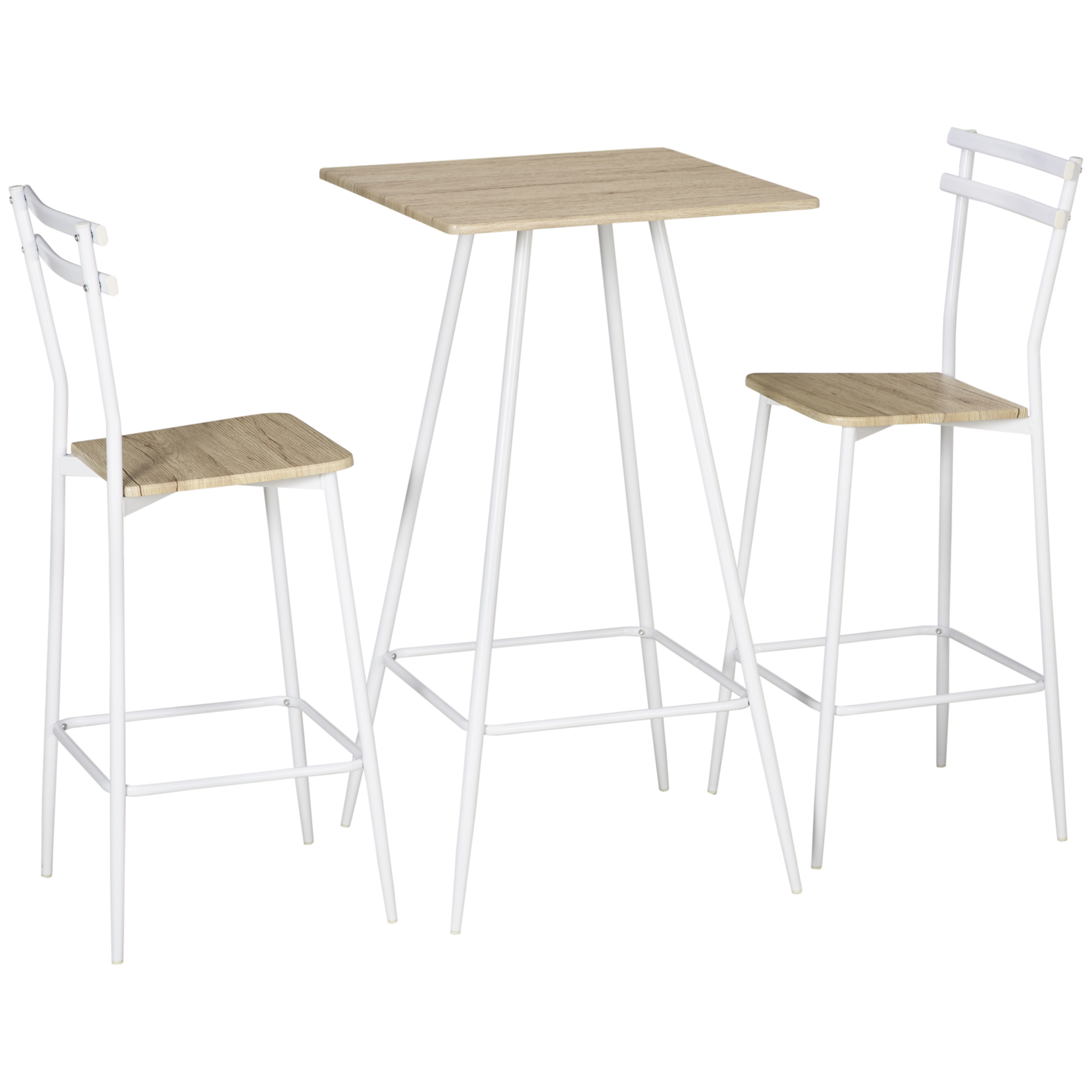 HOMCOM Bar Table and Stools, Breakfast Dining Table and Stools Set with ...