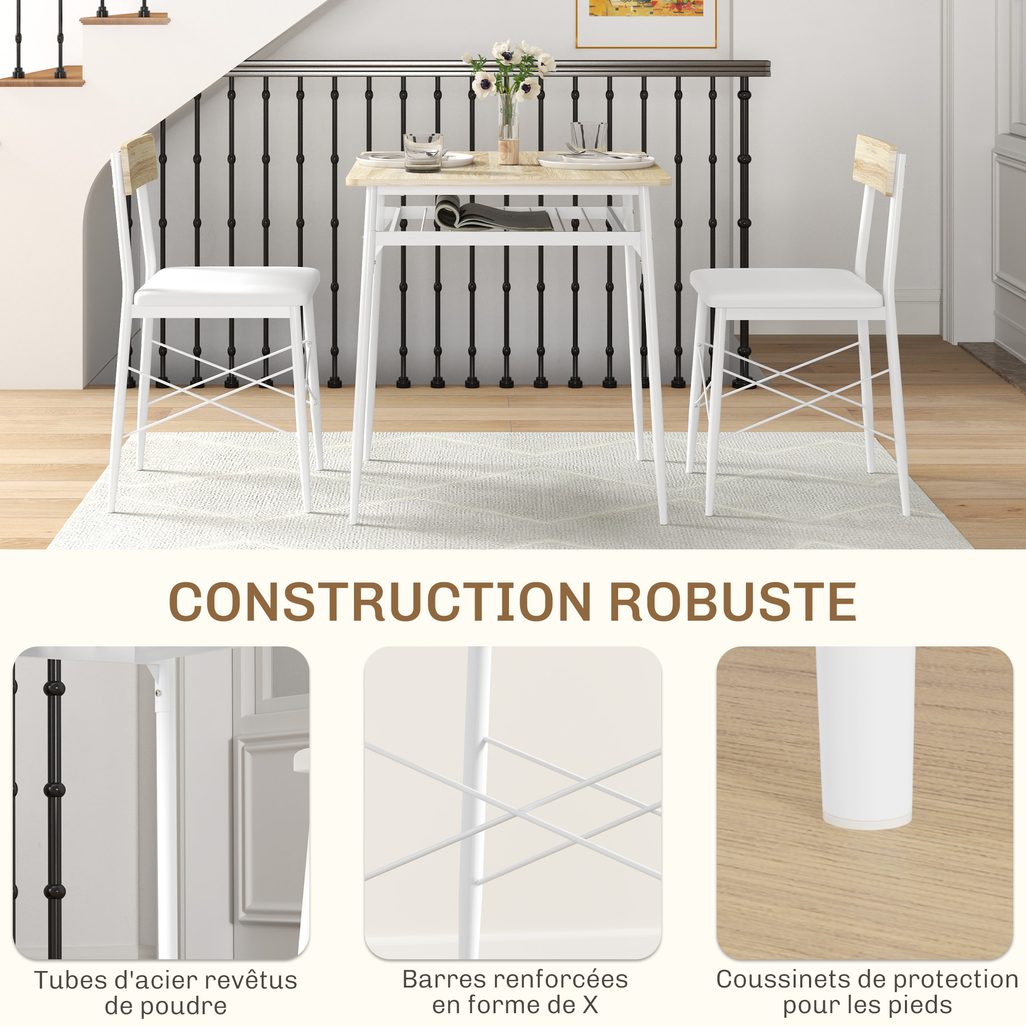 HOMCOM Ensemble table et chaises, table de cuisine avec chaises ...