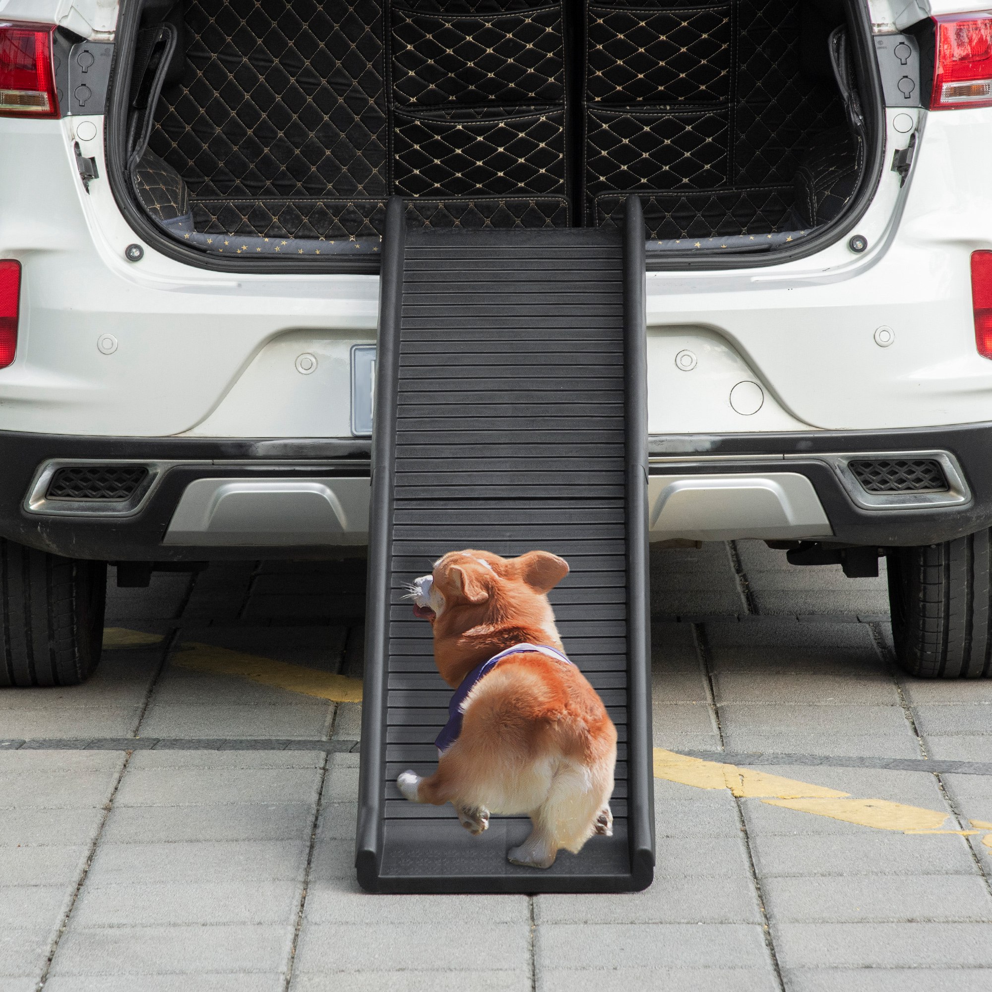 PawHut Foldable Pet Ramp Dog Car Ramp for SUVs Cars Black