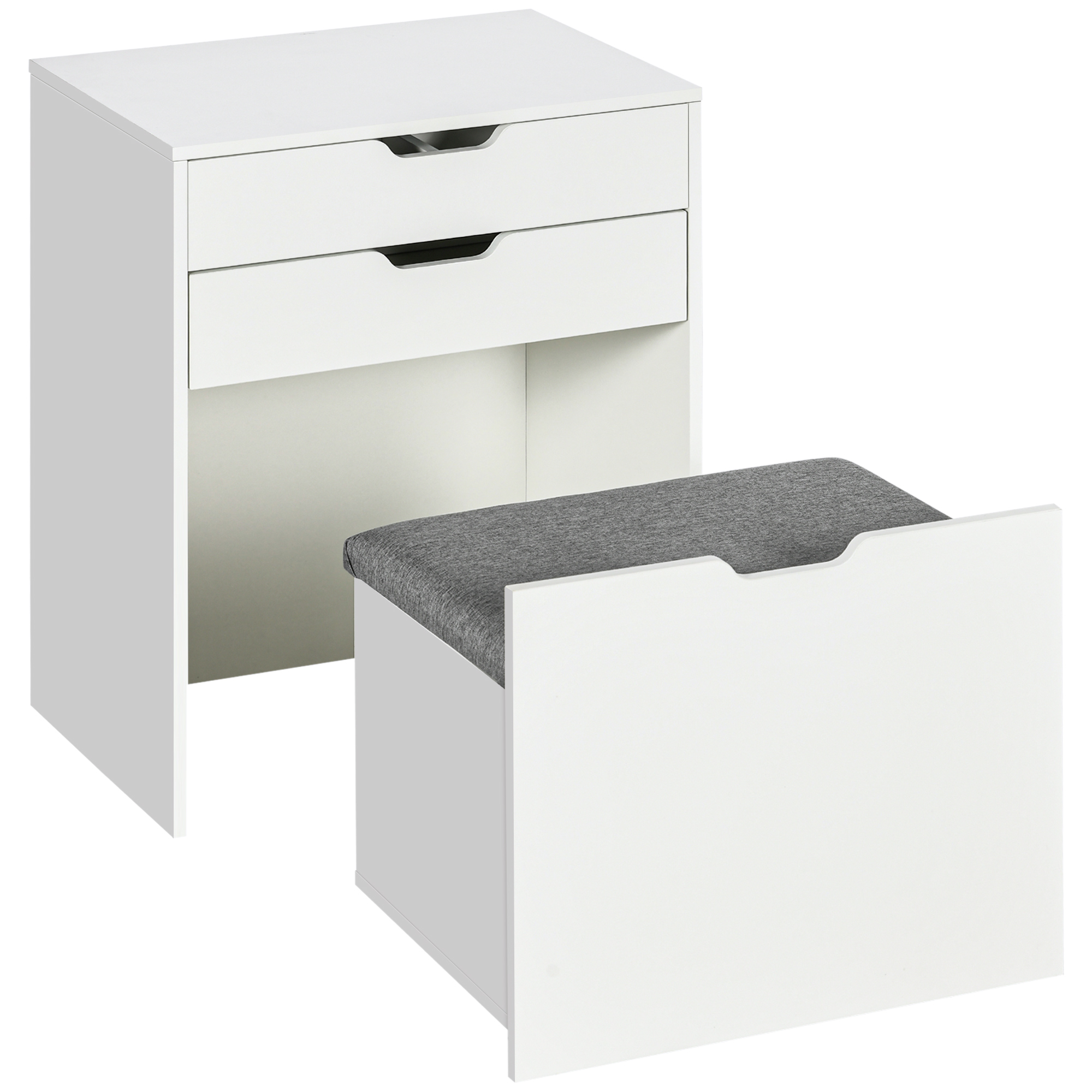 HOMCOM Dressing Table with Flip-up Mirror and Storage Stool, White ...