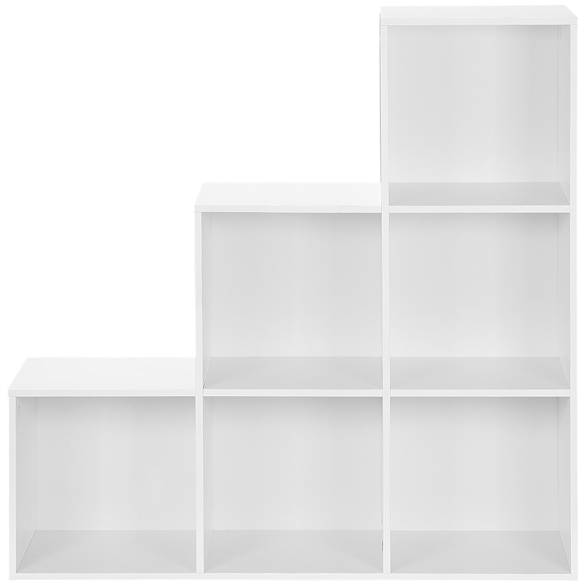 HOMCOM 3-tier Step 6 Cubes Storage Unit Particle Board Cabinet Bookcase ...