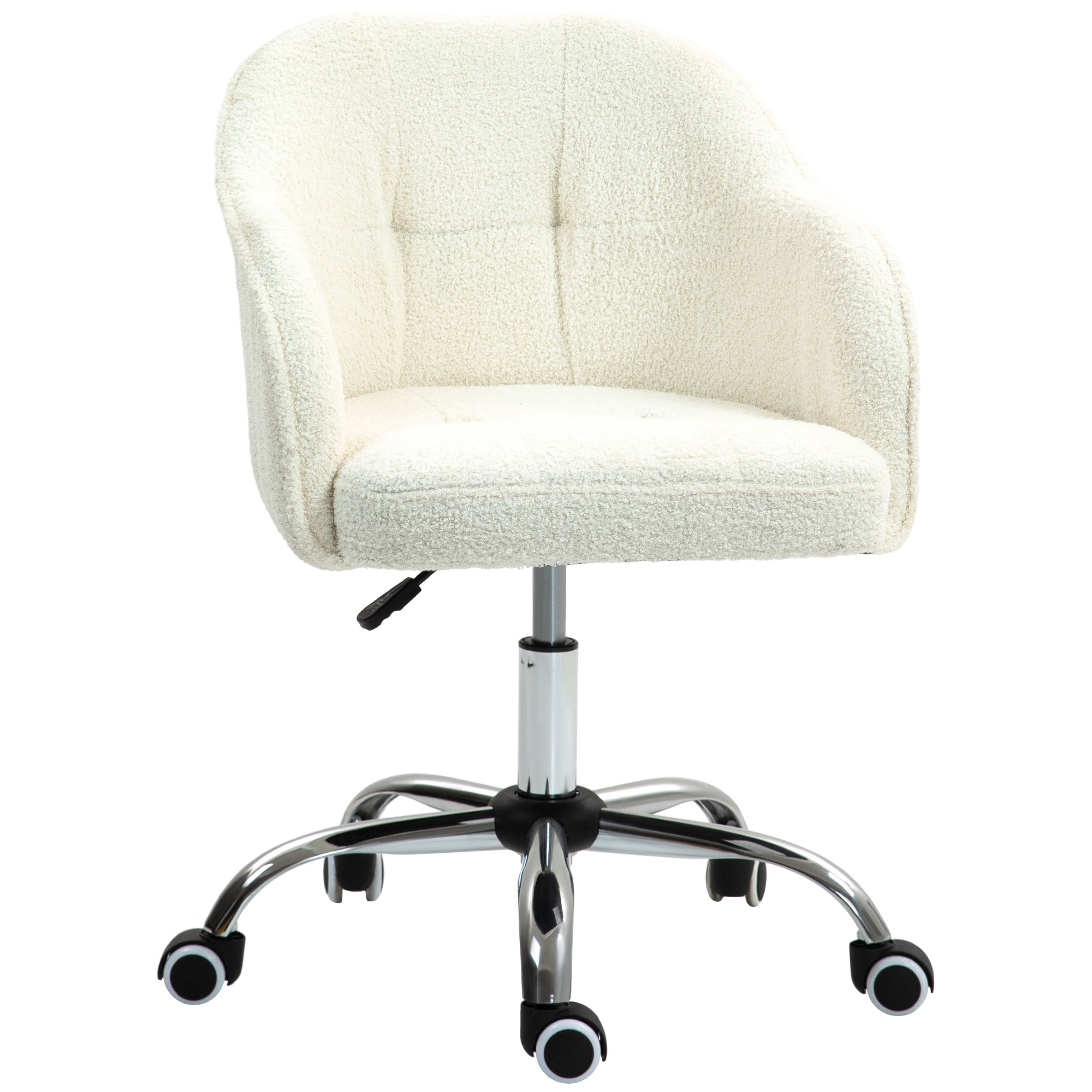 HOMCOM Computer Desk Chair, Fluffy Fabric Swivel Office Chair, Makeup ...