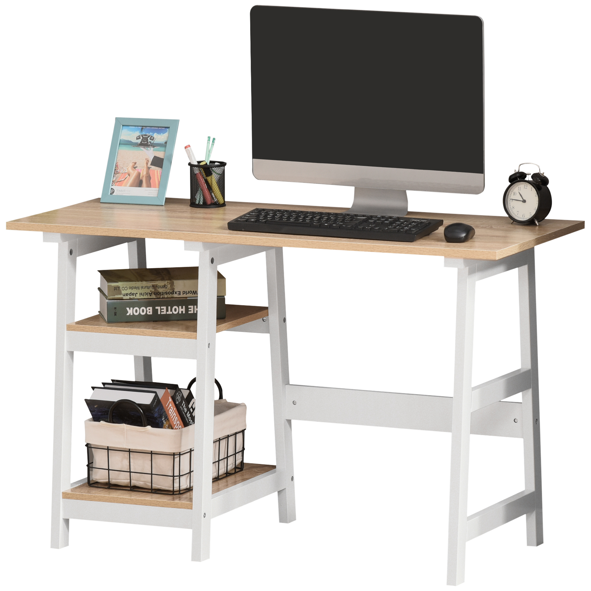 HOMCOM Compact Computer Desk with Shelf Writing Table Workstation for ...