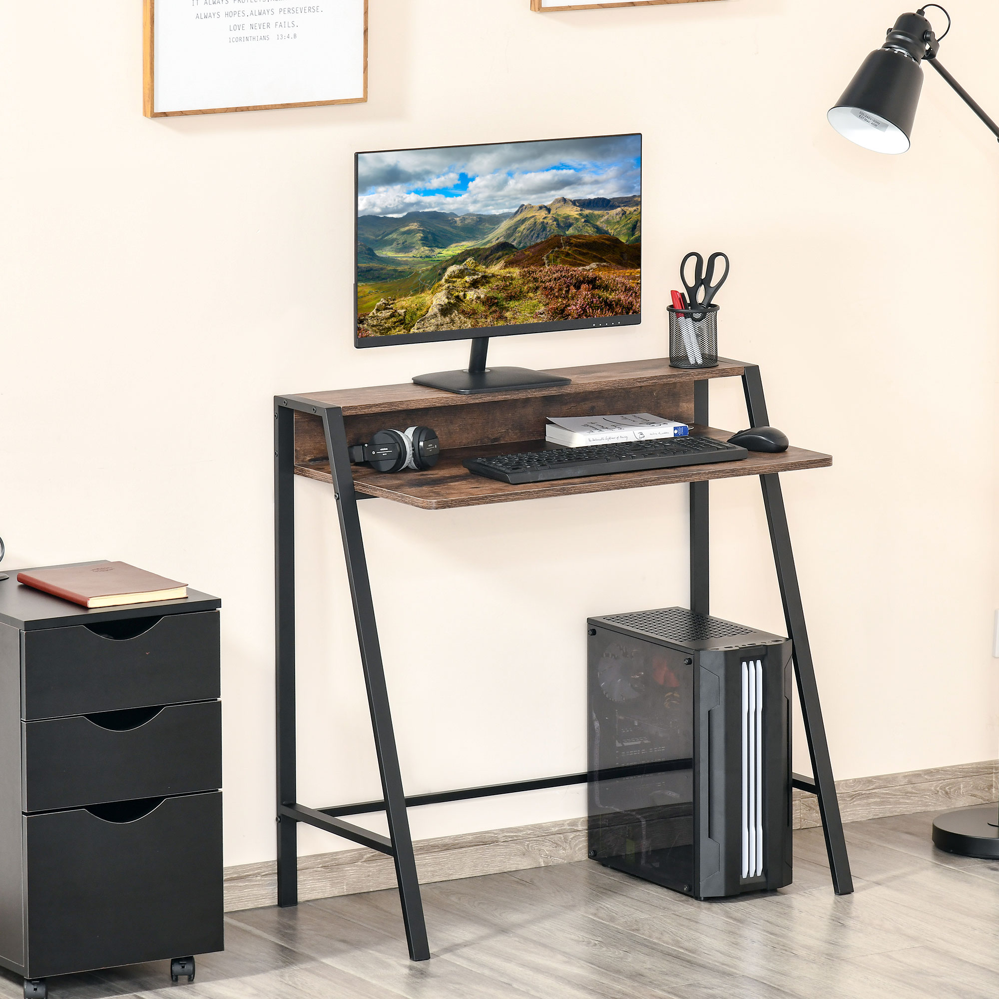 HOMCOM Writing Desk Computer Table Home Office PC Laptop Workstation ...
