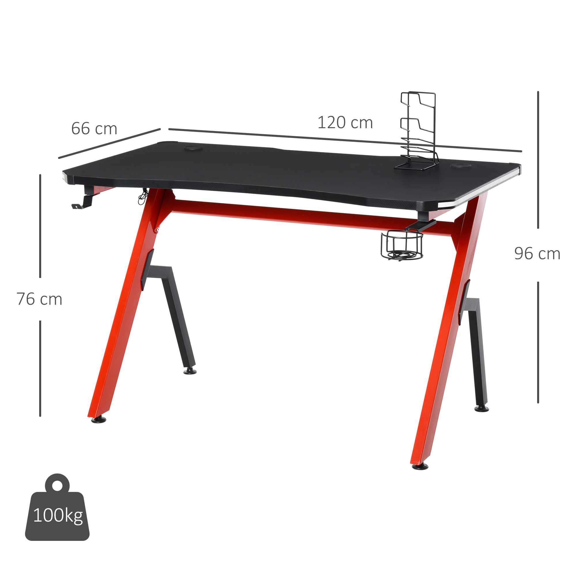 HOMCOM Gaming Desk Computer Desk Writing Table Red | Aosom UK