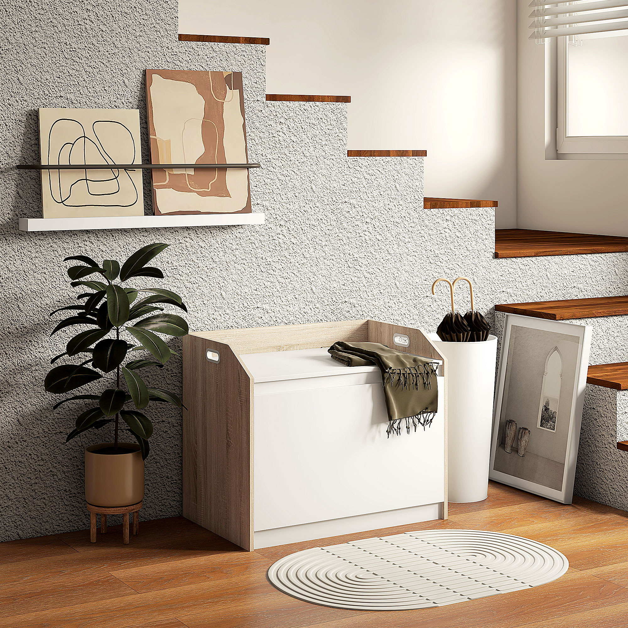 HOMCOM Storage Ottoman, Modern Storage Box with Lift Top and Hidden ...