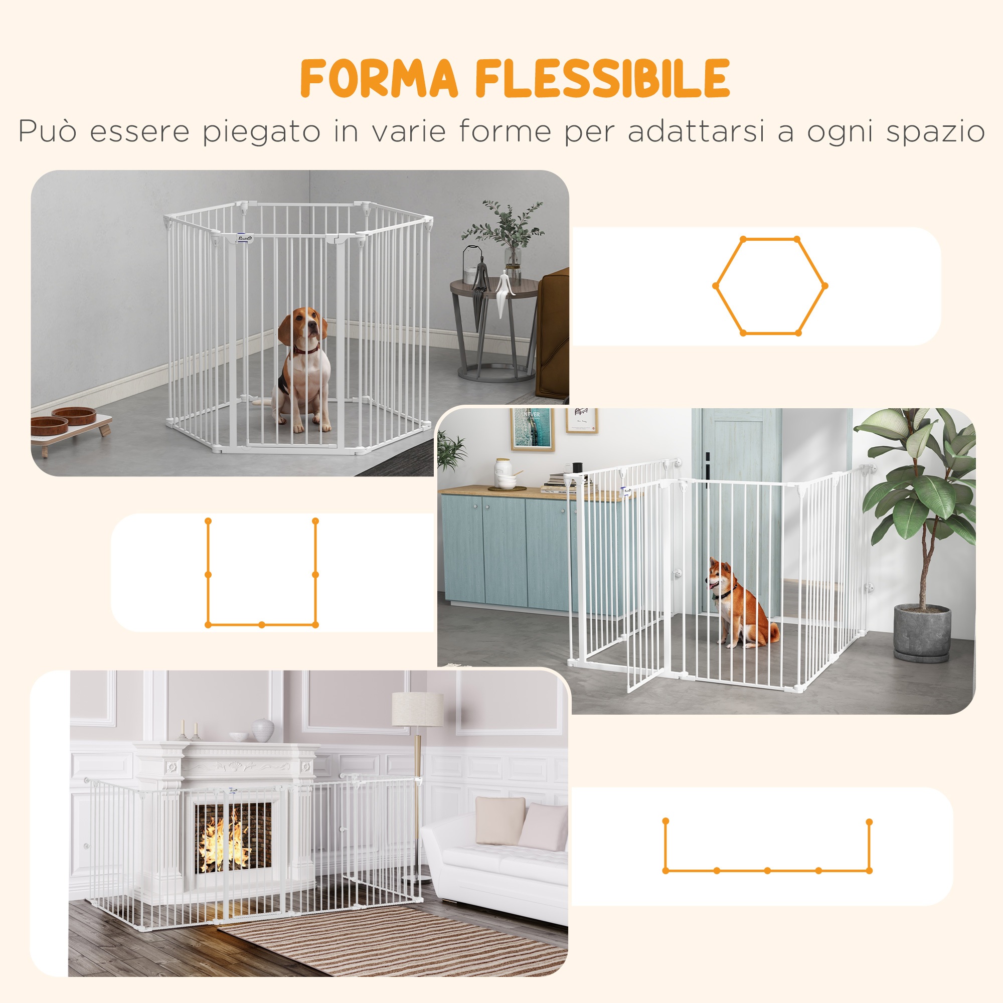 PawHut Cancellino per Cani a 6 Pannelli Pieghevoli Bianco | Aosom Italy