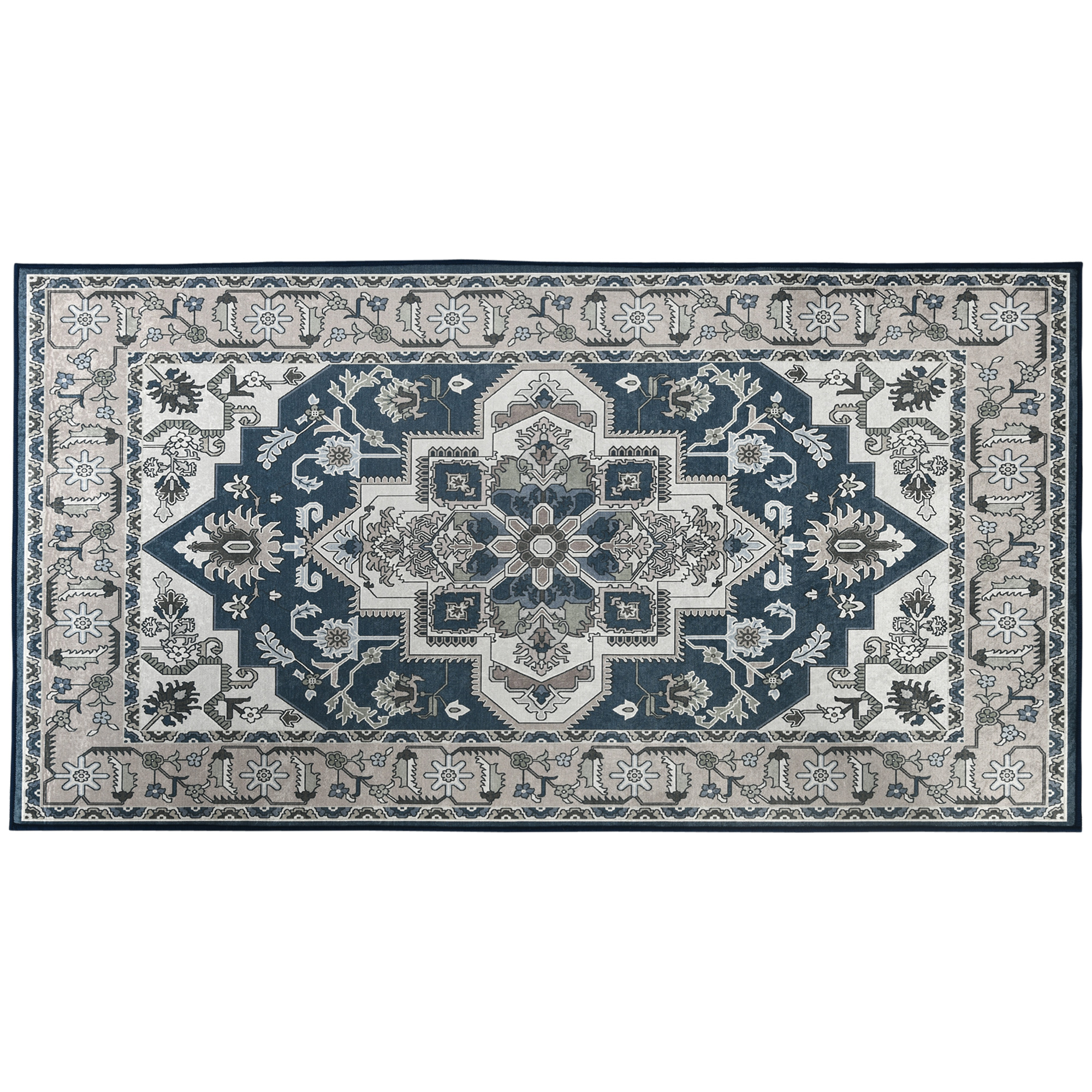 HOMCOM Vintage Rugs, Area Rugs Large Carpet for Living Room, Bedroom ...