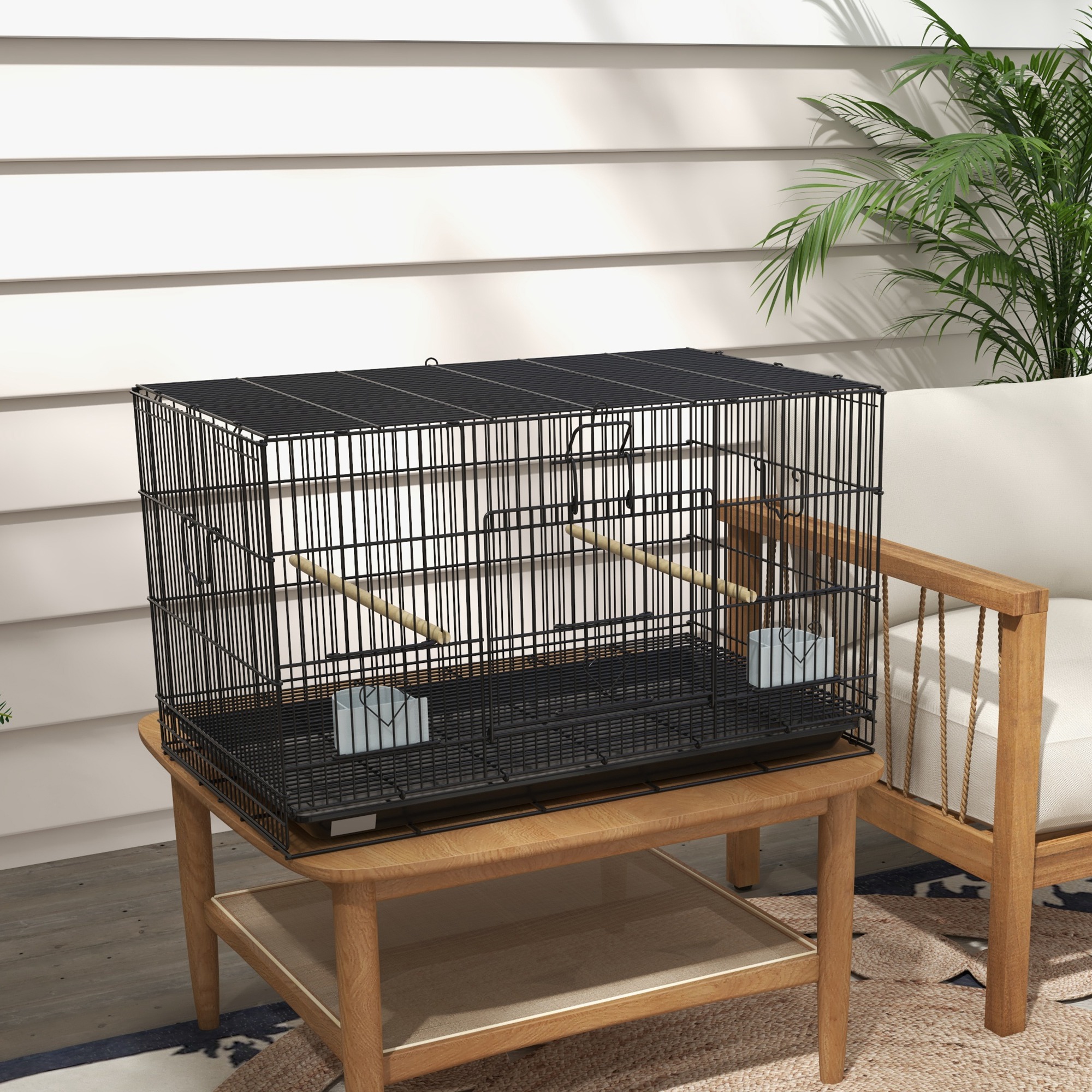 PawHut Jaula para Pájaros 77x46x45 cm Jaula Metálica para Aves con ...