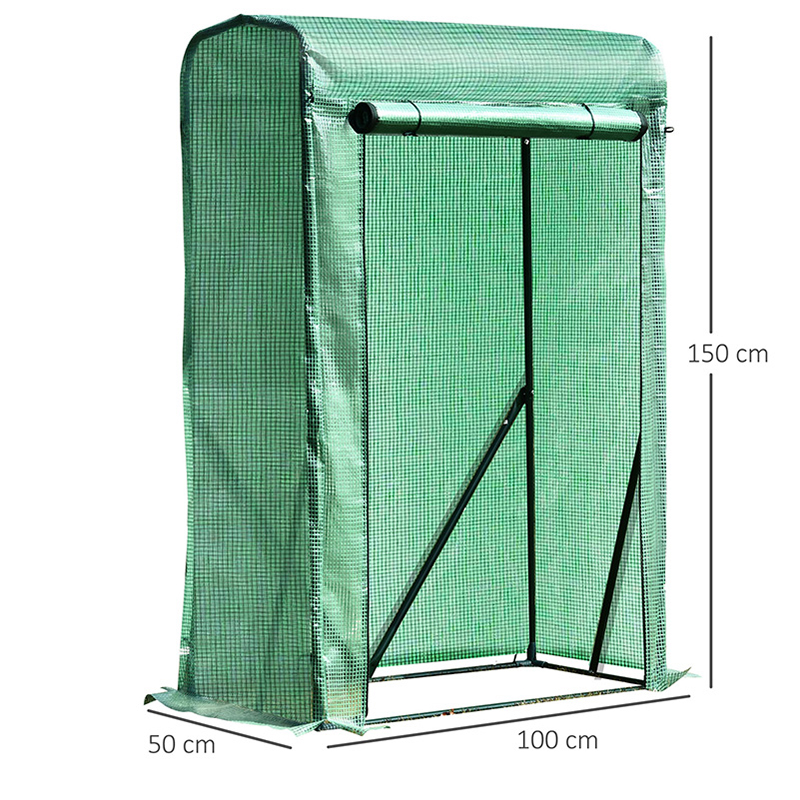 Outsunny 100x50x150cm PVC Grid Cover Steel Frame Greenhouse Green ...