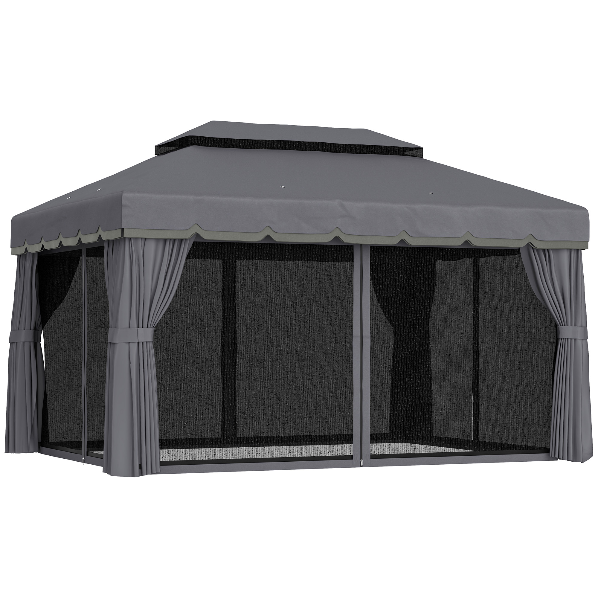 Outsunny Cenador para Jardín 4x3 m Pérgola de Jardín Gazebo con Doble ...