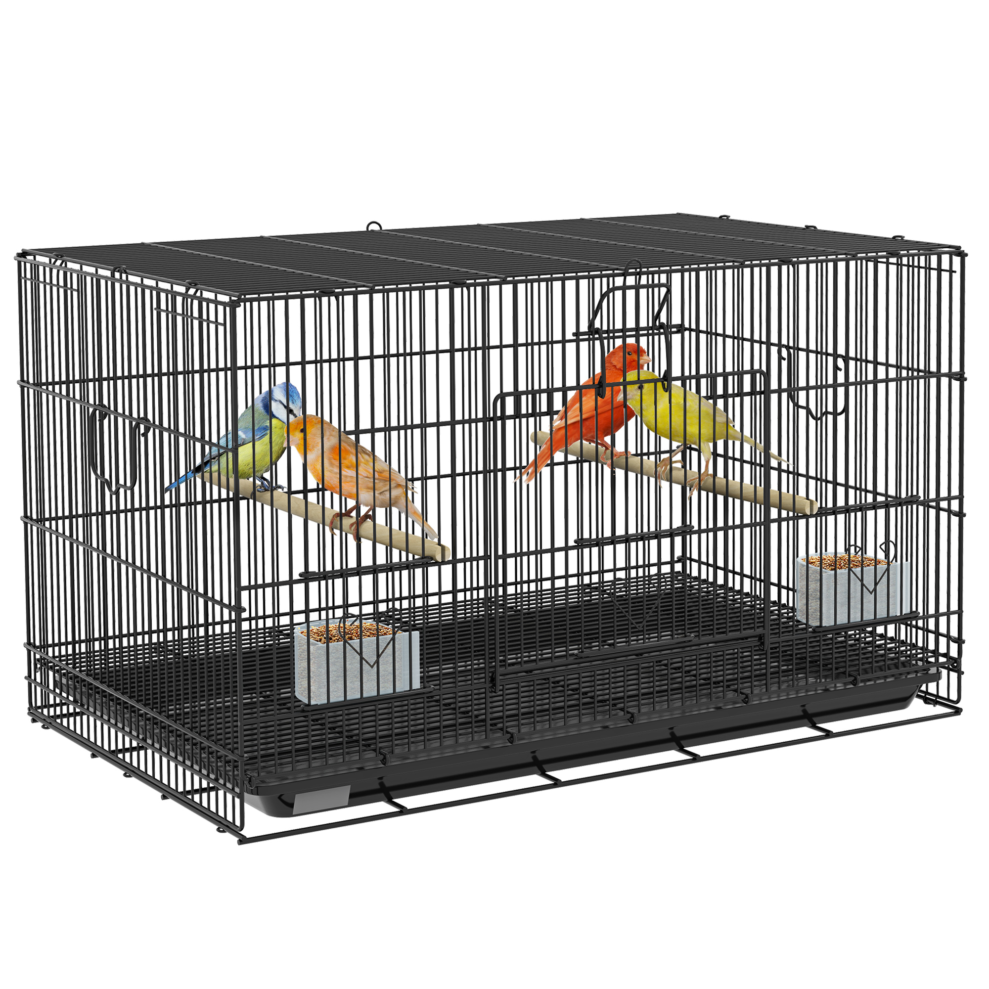 PawHut Jaula para Pájaros 77x46x45 cm Jaula Metálica para Aves con ...