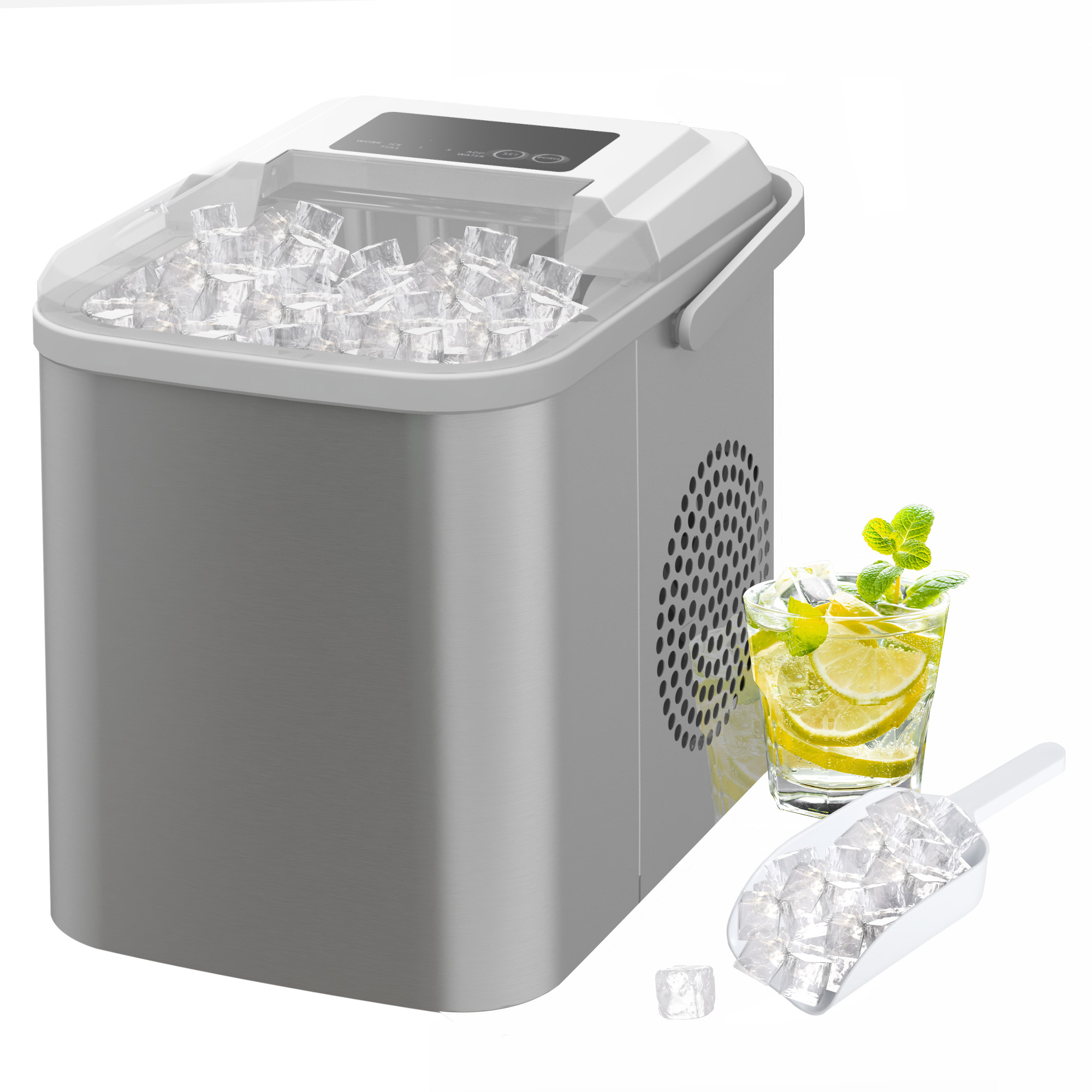 HOMCOM Ice Maker Machine Countertop, 12Kg in 24 Hrs, 9 Cubes Ready in 6 ...