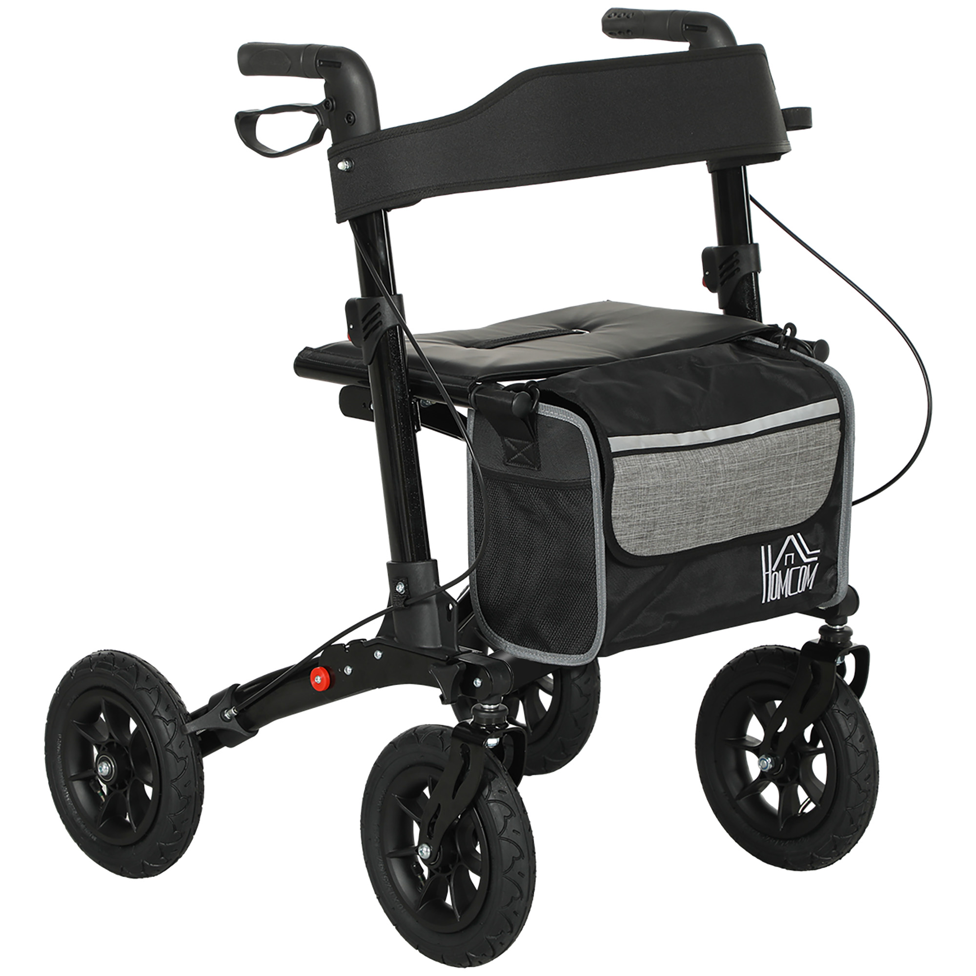 HOMCOM Folding Rollator Walker with Padded Seat, Backrest, Lightweight ...