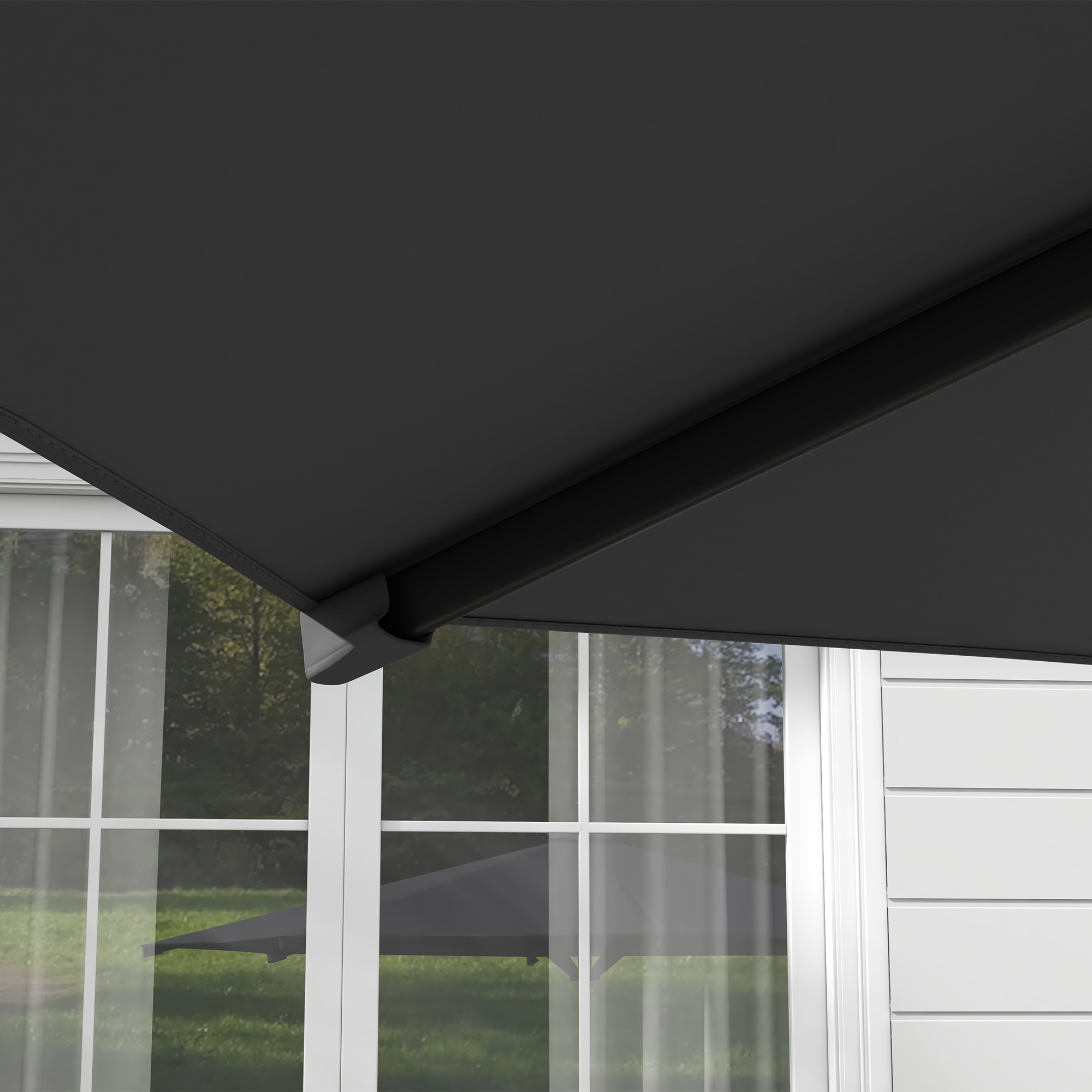 Outsunny Ombrellone a Braccio a 8 Stecche con Base a Croce Grigio ...