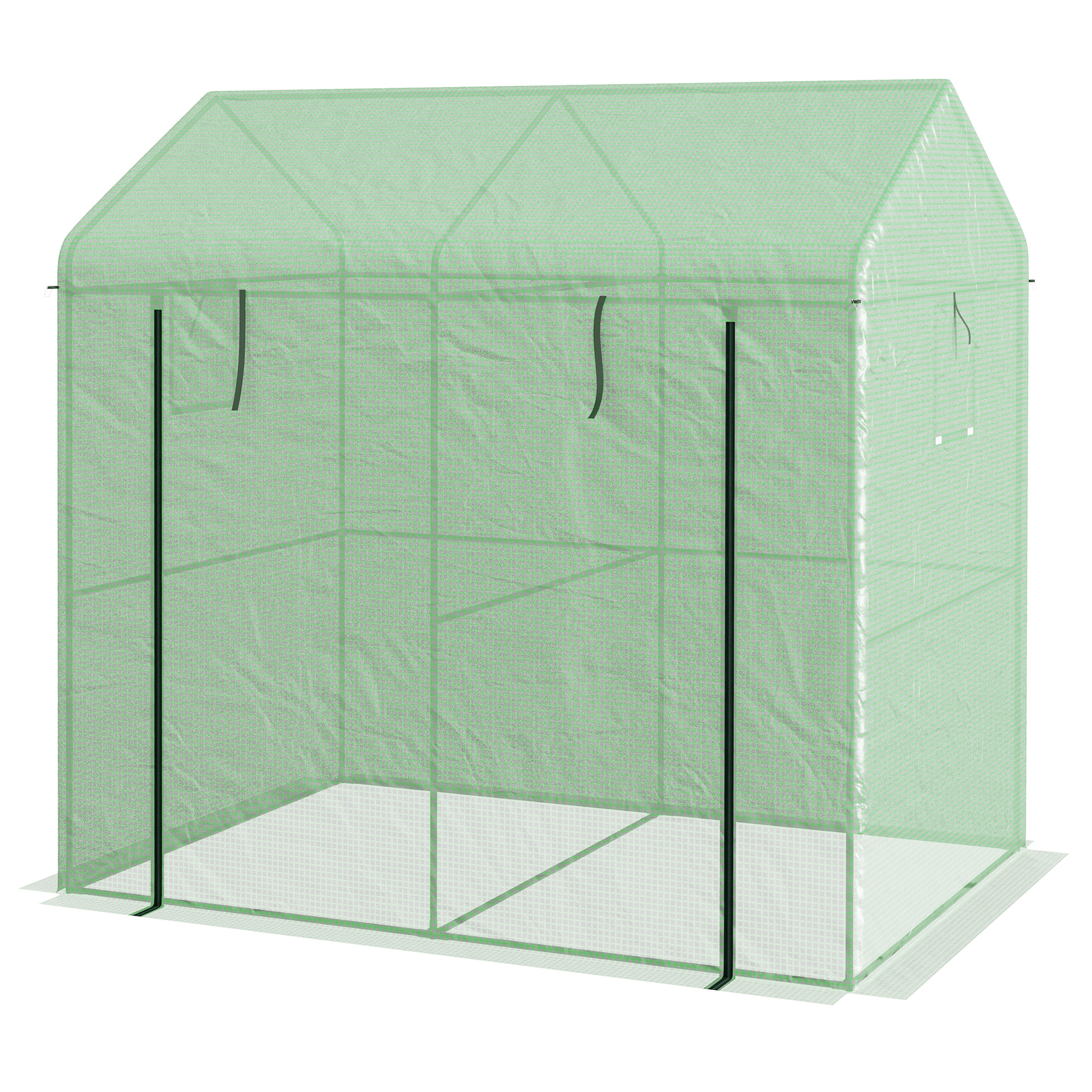 Outsunny Greenhouse, Walk-in Garden Grow House with Roll-up Door and ...