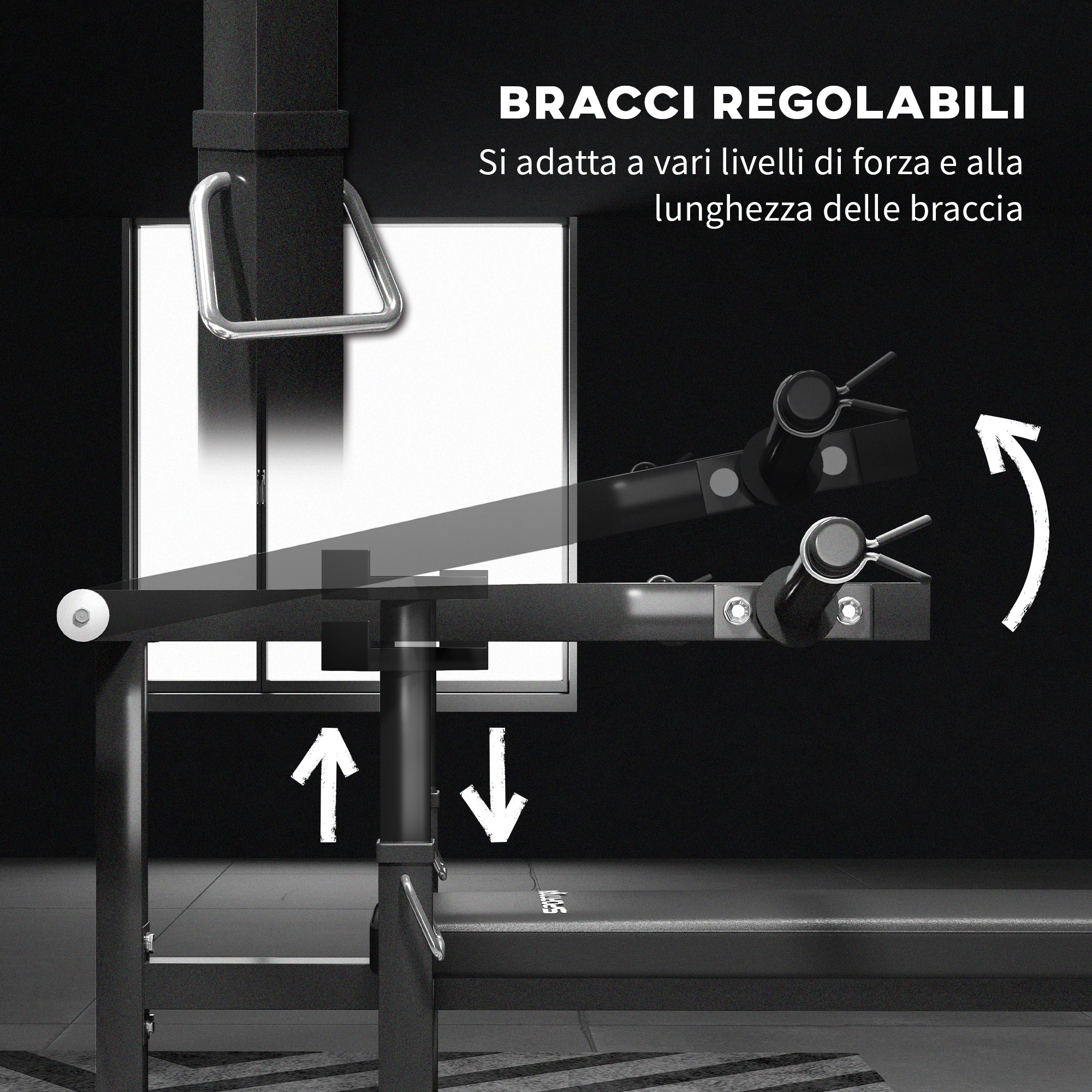 SPORTNOW Panca Pesi ad Altezza Regolabile in Acciaio Nero | Aosom Italy