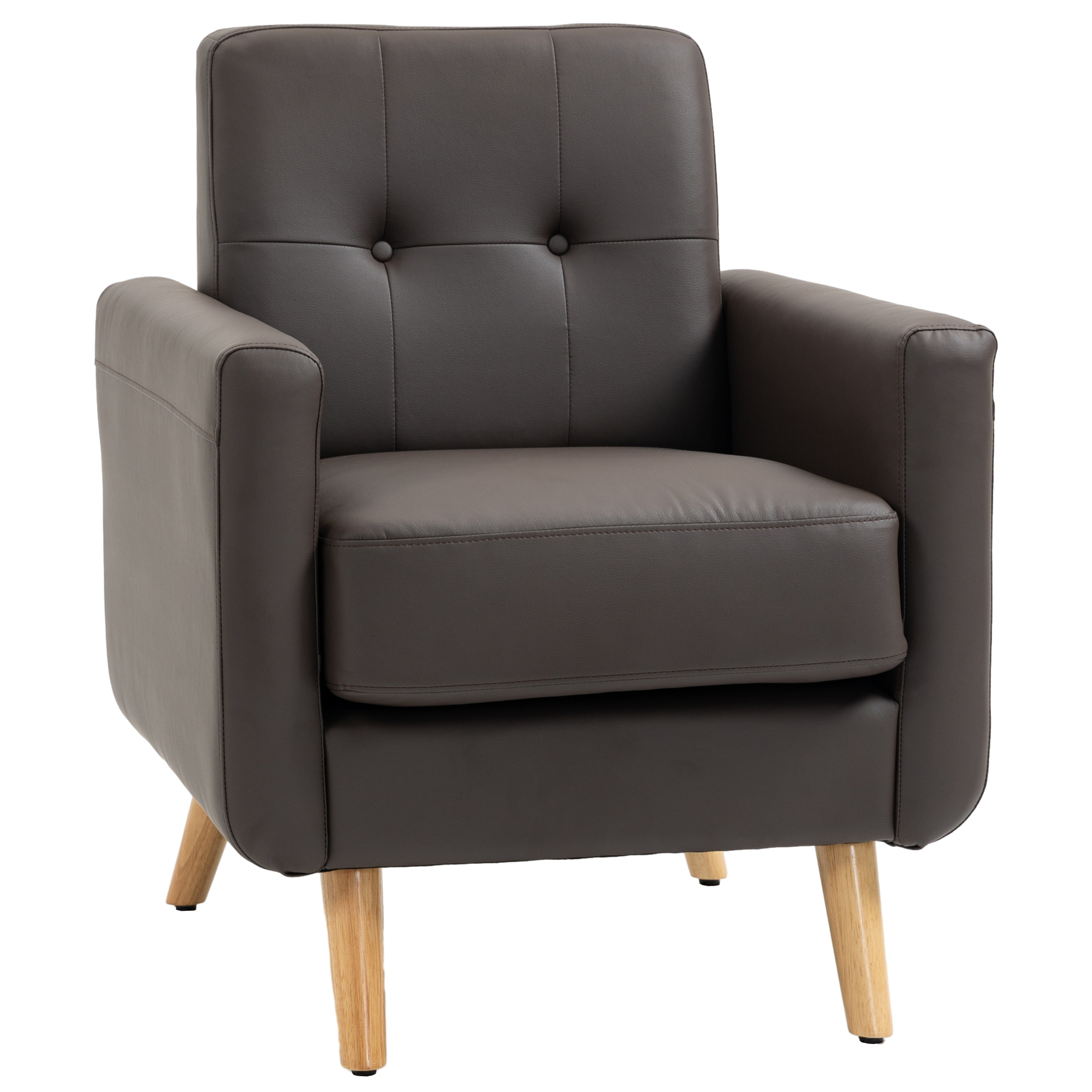 HOMCOM Retro Accent Chair, Tufted Living Room Chairs, PU Leather ...