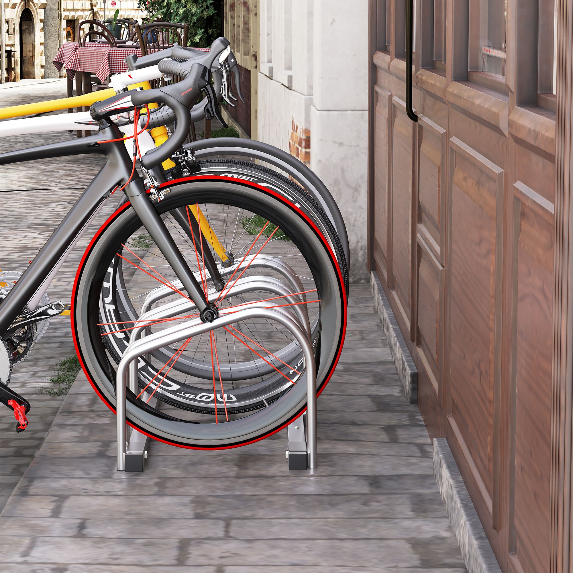 HOMCOM Bike Stand Parking Rack Floor or Wall Mount Bicycle Cycle ...