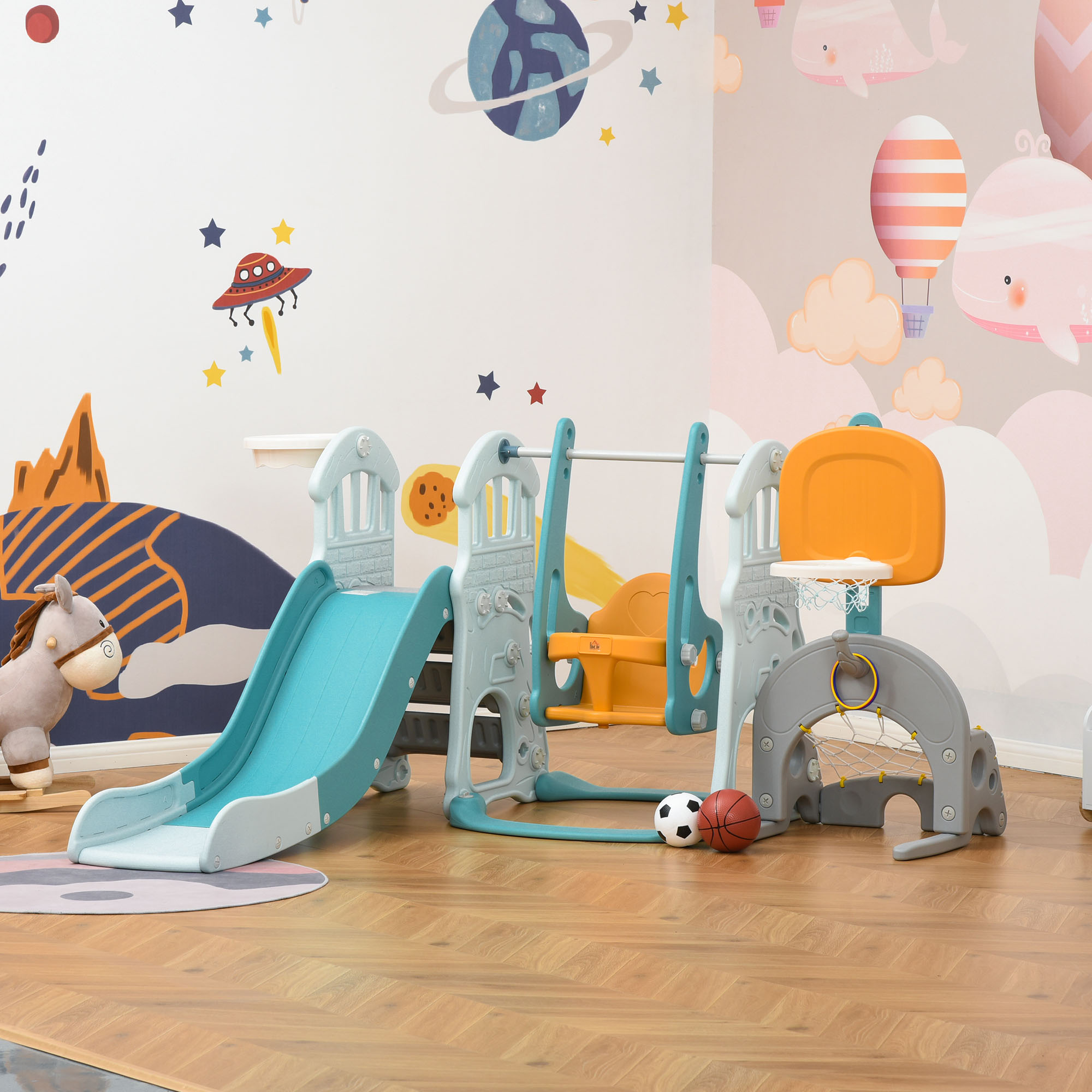 HOMCOM 5 in 1 Scivolo e Altalena per Bambini a partire dai 18 mesi con ...