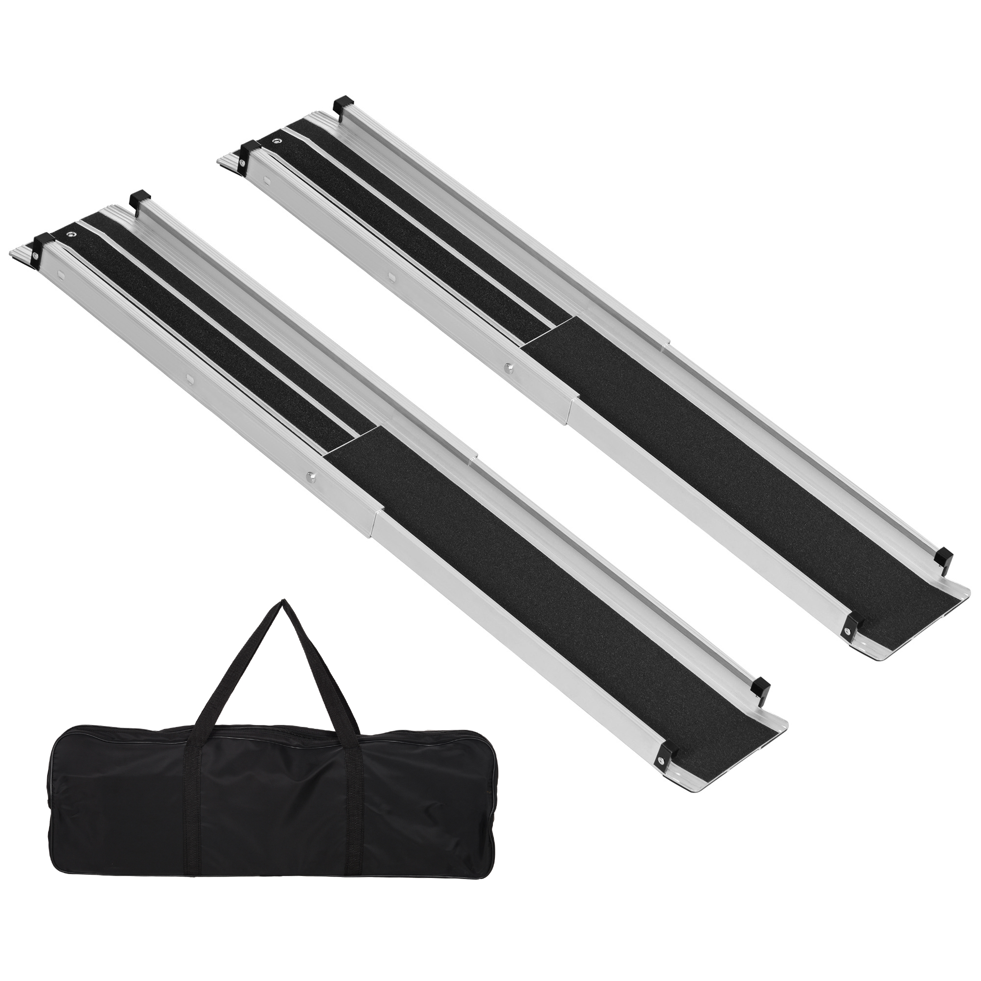 HOMCOM Set of Two 122cm Three-Level Aluminium Wheelchair Ramps | Aosom UK