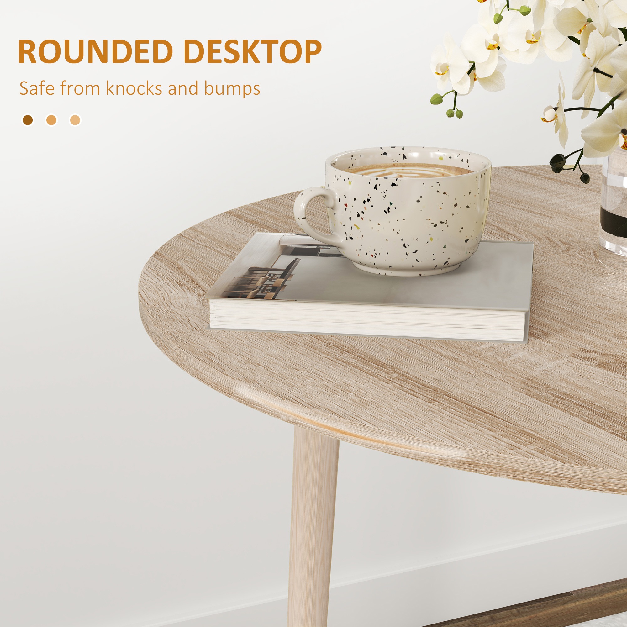 HOMCOM Folding Dining Table, Round Drop Leaf Table, Space Saving Small ...