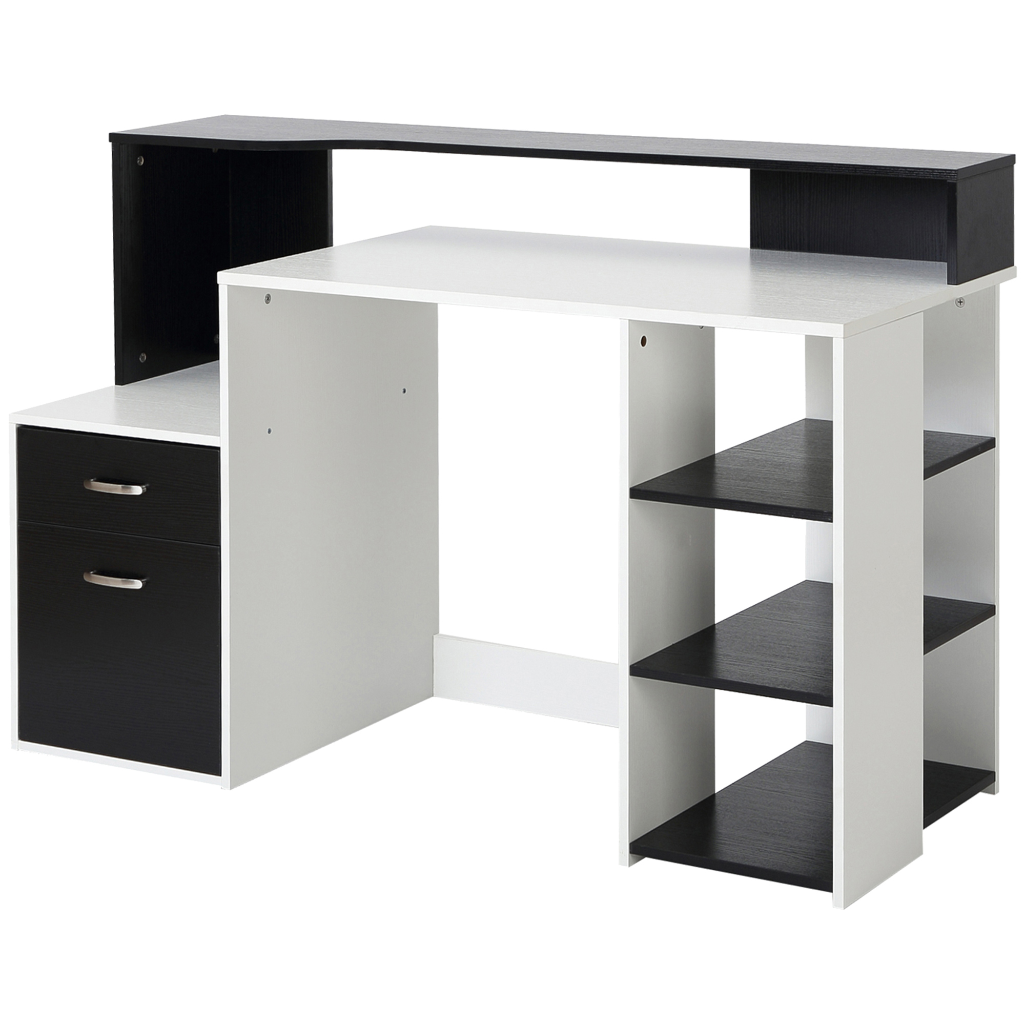 HOMCOM Wooden Computer Desk Black/White 140Lx55Dx92Hcm | Aosom UK