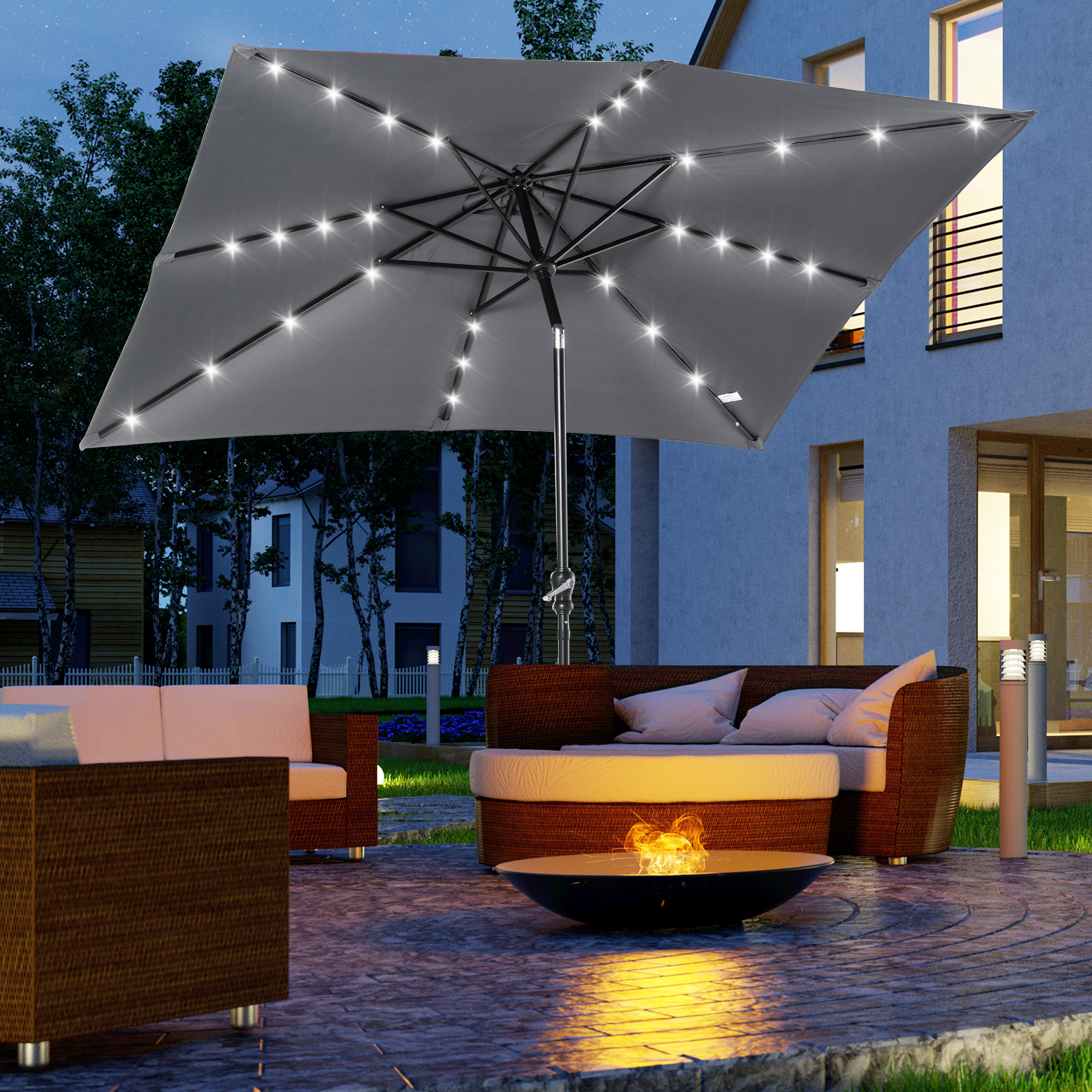 Outsunny Parasol de Terraza 268x205x248 cm con Techo Inclinable hasta ...