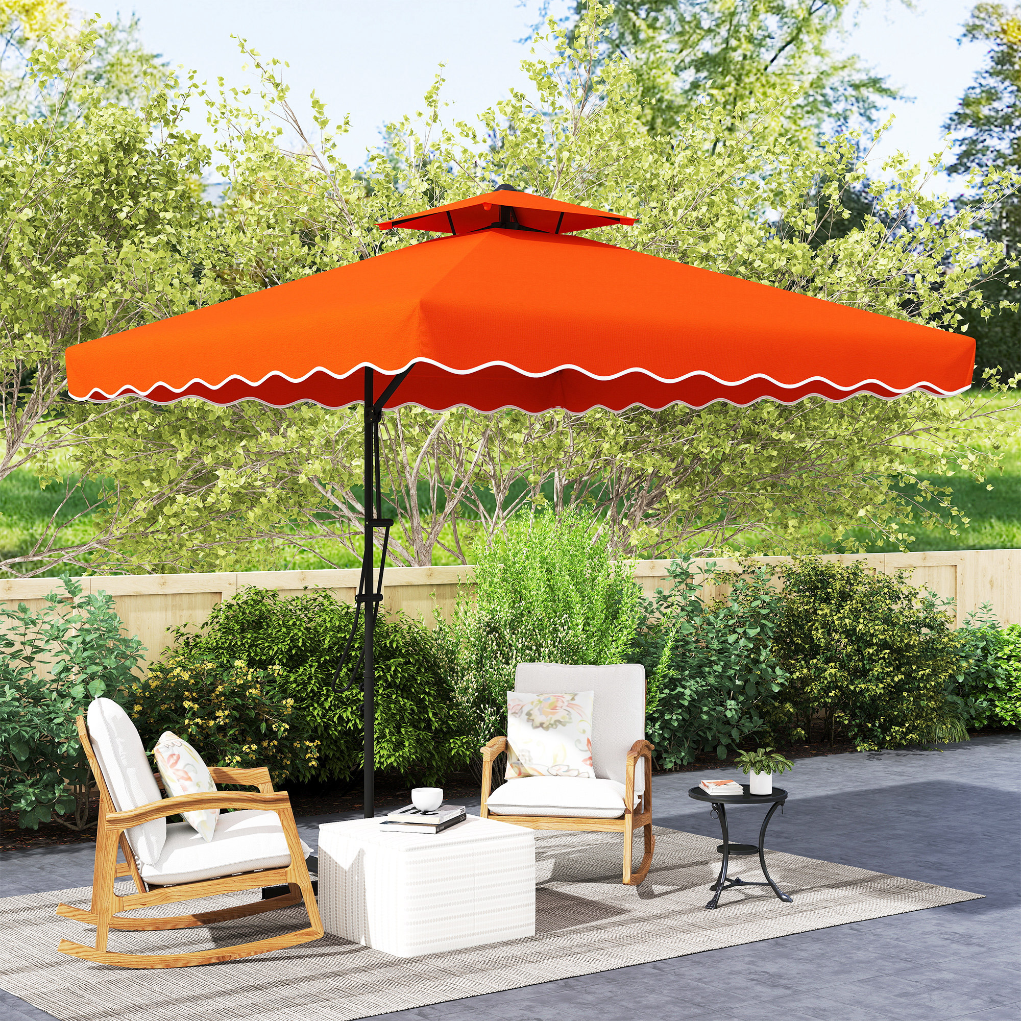 Outsunny 2.5m Cantilever Parasol with Easy Lever, Square Double Top ...