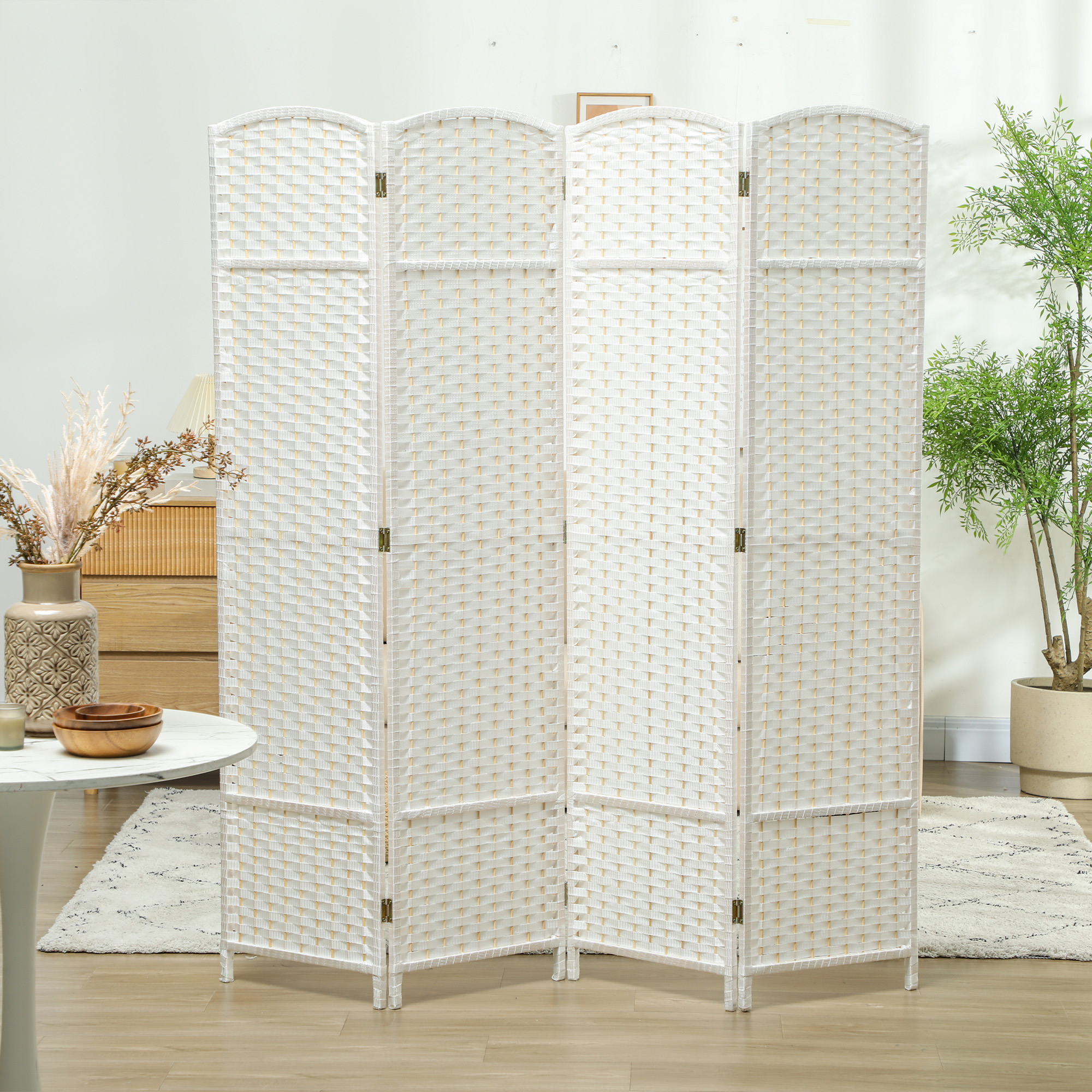 HOMCOM Paravento interno in legno 4 pannelli 160 x 170 cm separatore d ...