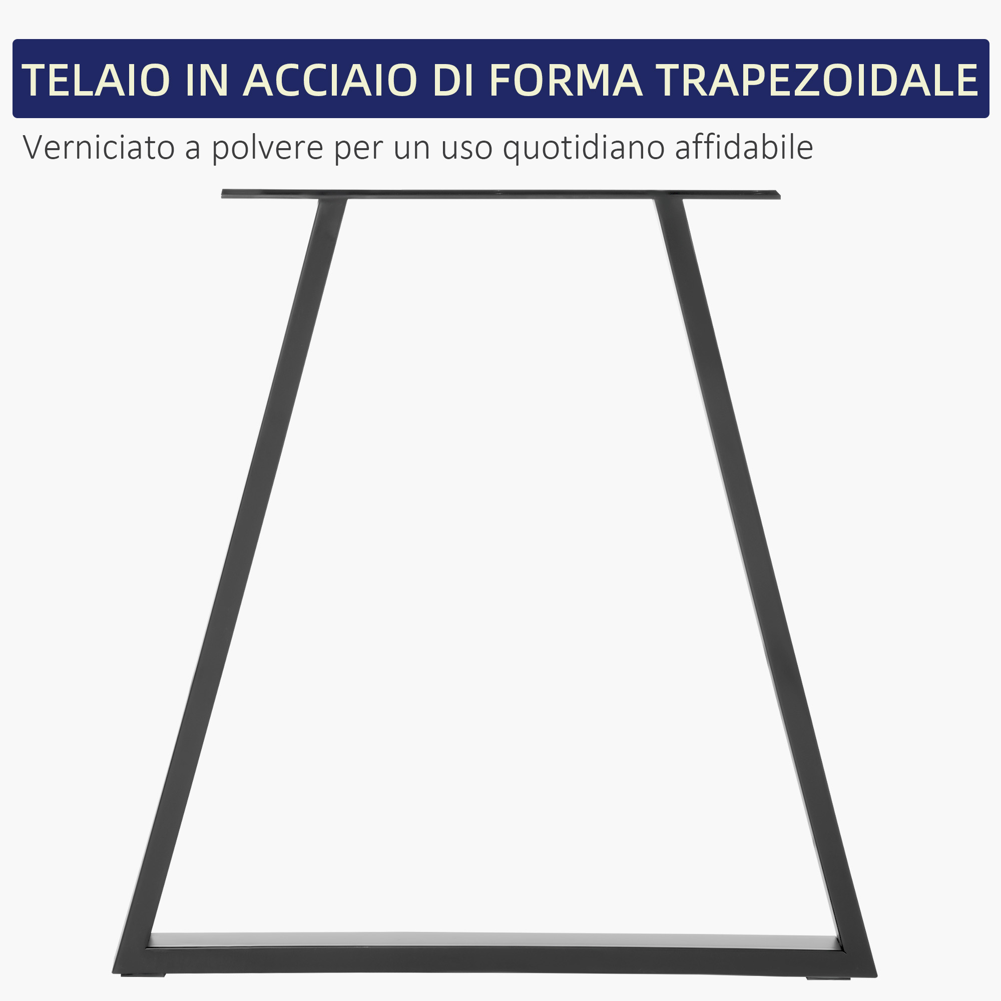 HOMCOM Set 2 Gambe per Tavolo Trapezoidali in Acciaio Nero | Aosom Italy