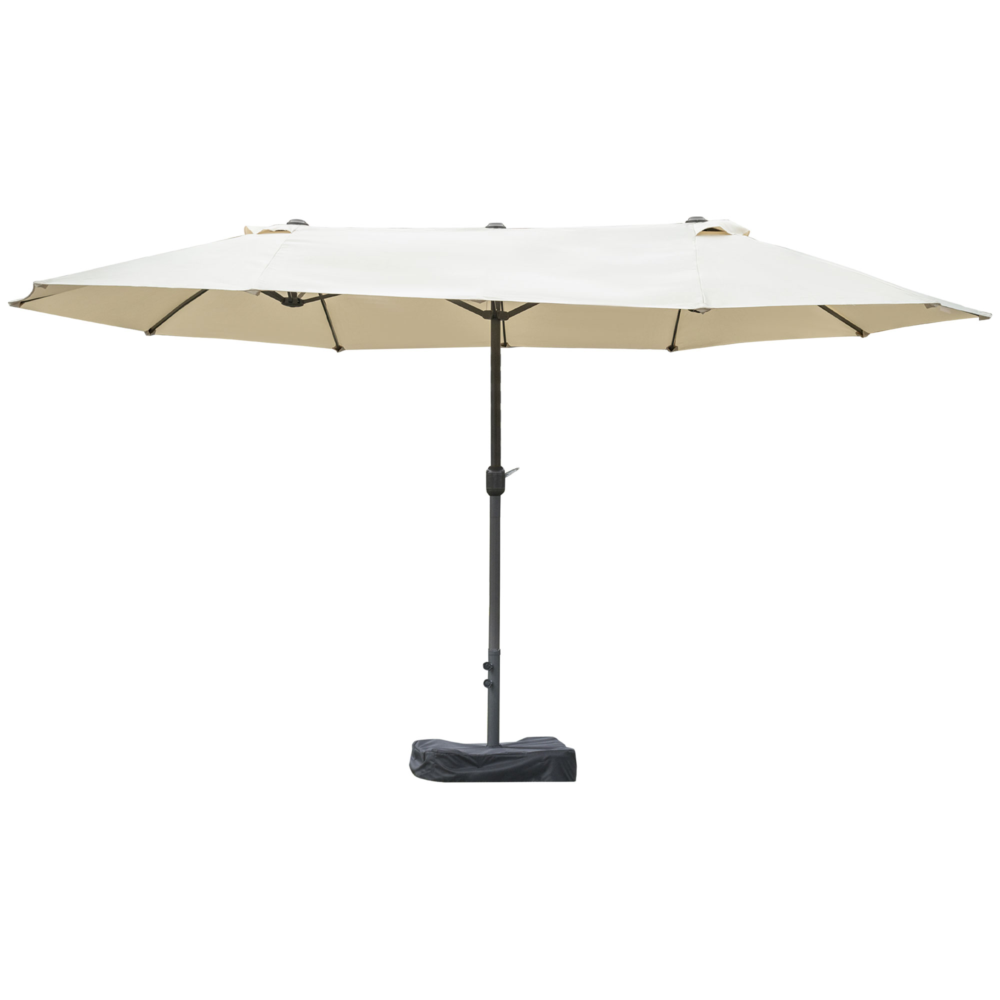 Outsunny Parasol Doble para Jardín con Manivela, Cremeweiß Oval ...